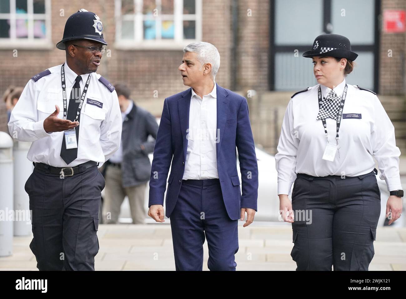 Mayor of London Sadiq Khan arrives for a visit to the Metropolitan ...
