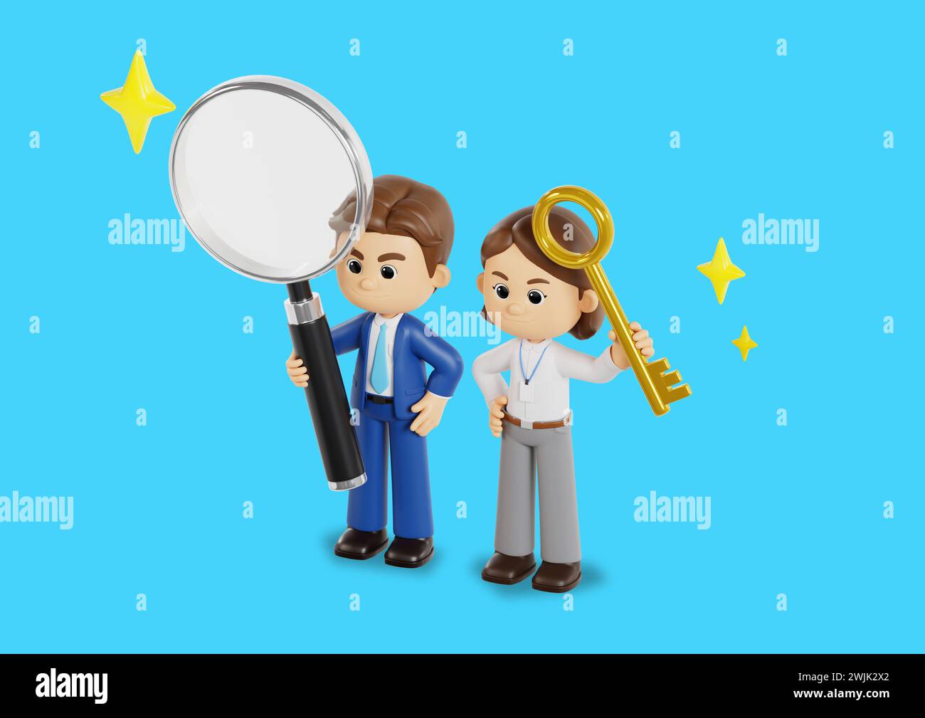 3d man search magnifying glass hi-res stock photography and images - Alamy