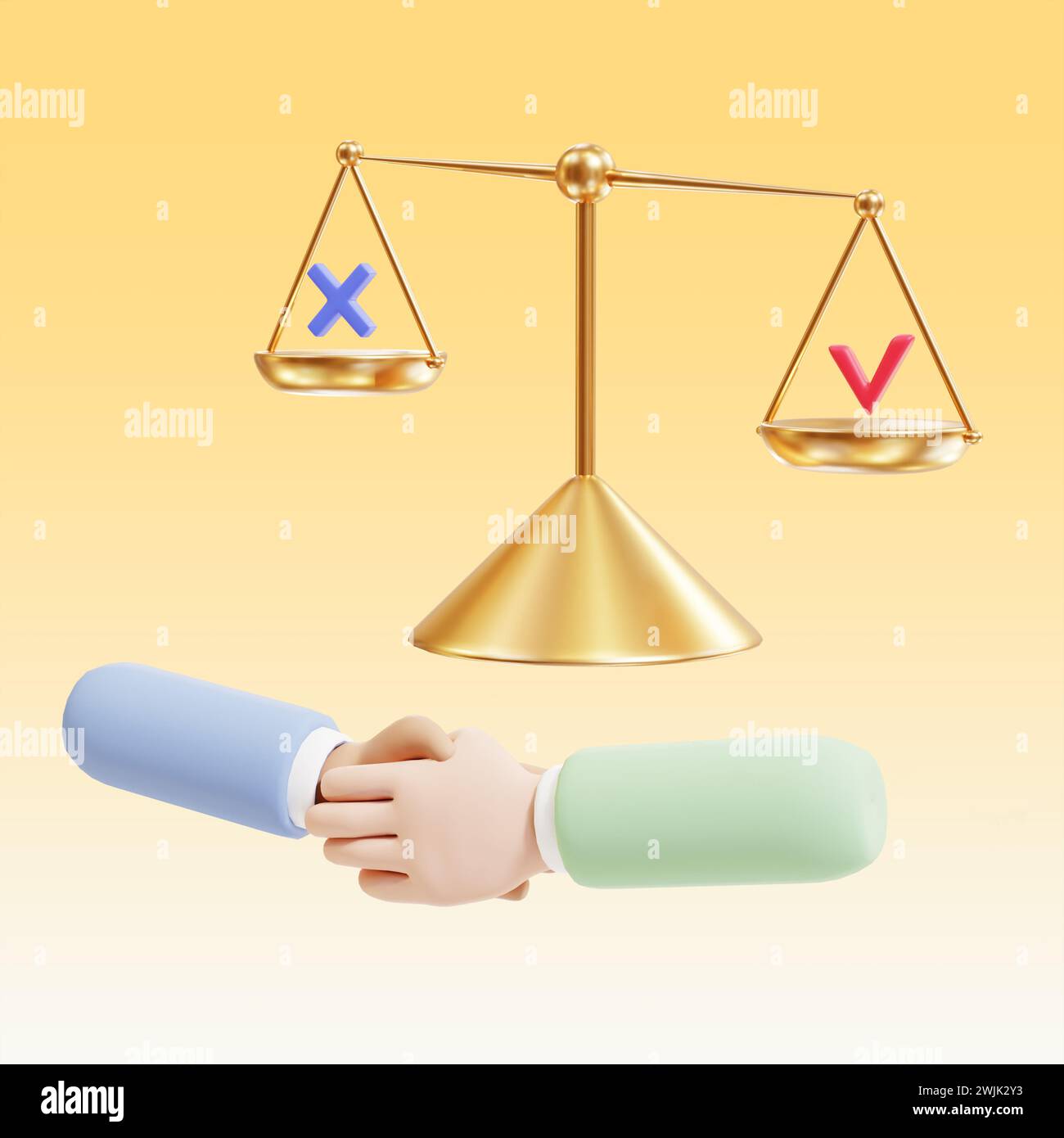 a handshake and a scale Stock Photo - Alamy
