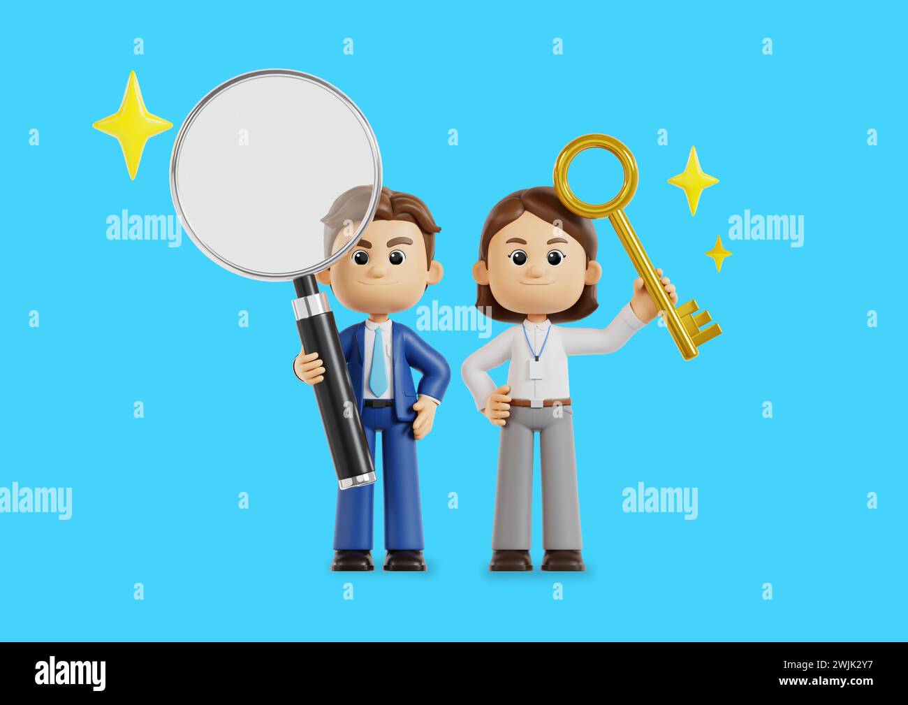 3d man search magnifying glass hi-res stock photography and images - Alamy