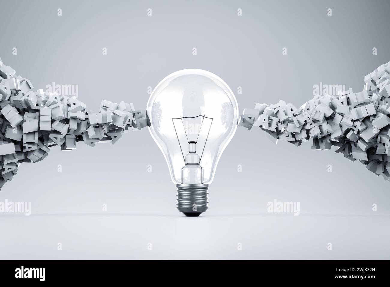 Artificial intelligence for Creativity with 3d rendering idea lightbulb ...