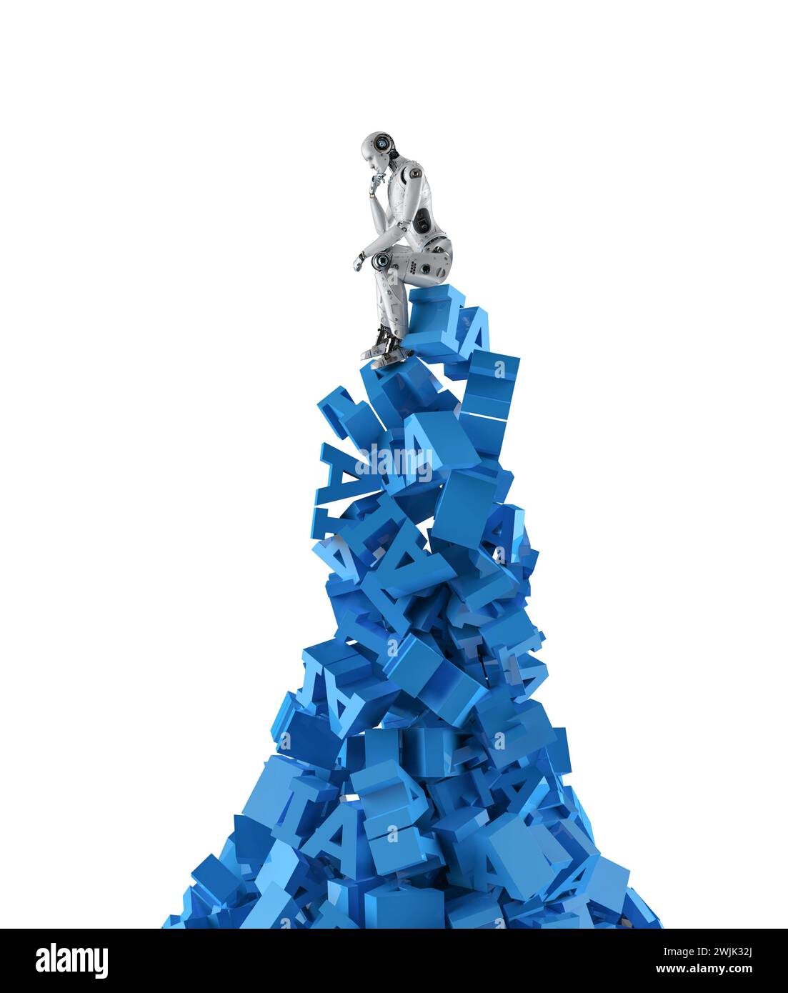 Machine learning concept with 3d rendering robot and ai technology ...