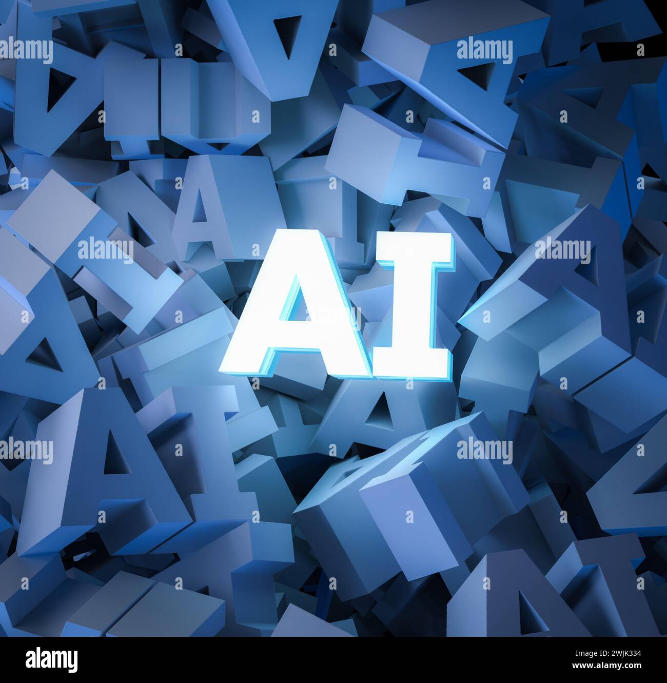 3d rendering ai alphabets glow in dark Stock Photo - Alamy