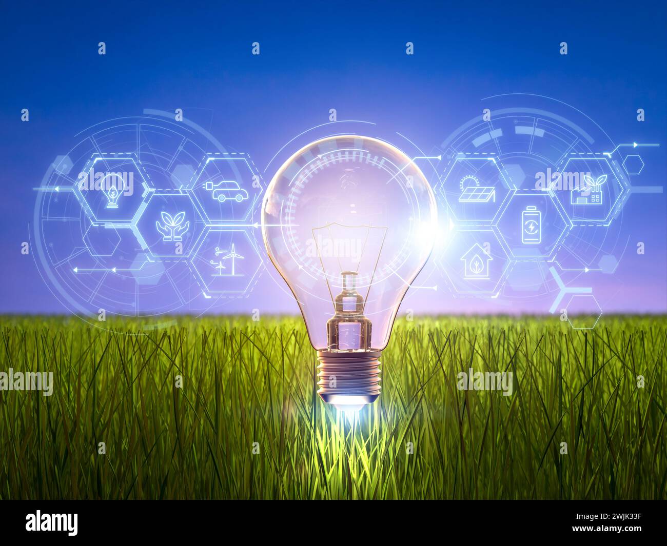 Renewable and sustainable energy development with 3d rendering idea ...