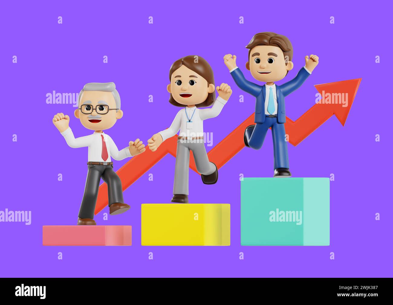 Business men and women are making a leap on the graph chart Stock Photo ...