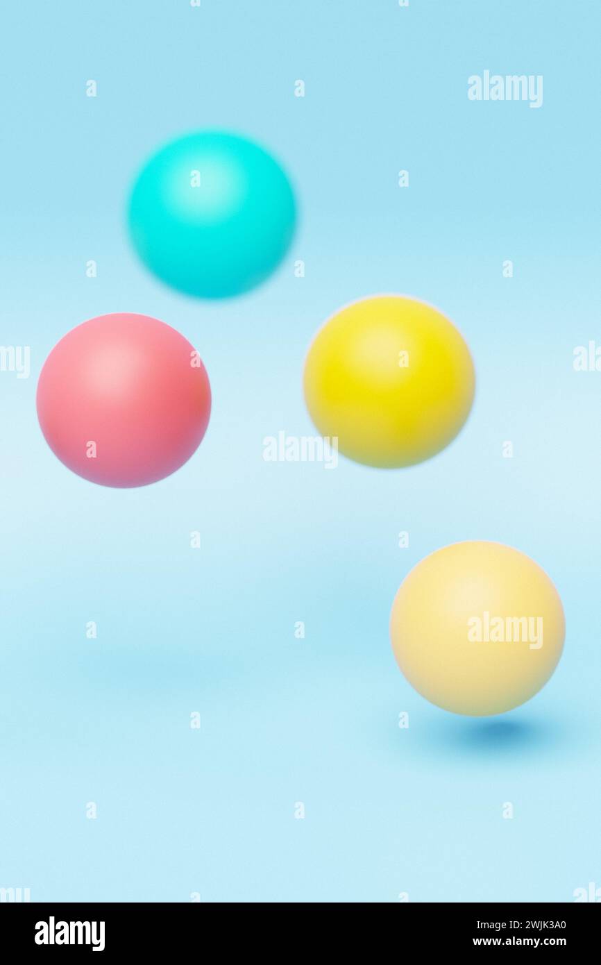 Close-up 3d colorful illustration. Different geometric shapes sphere ...