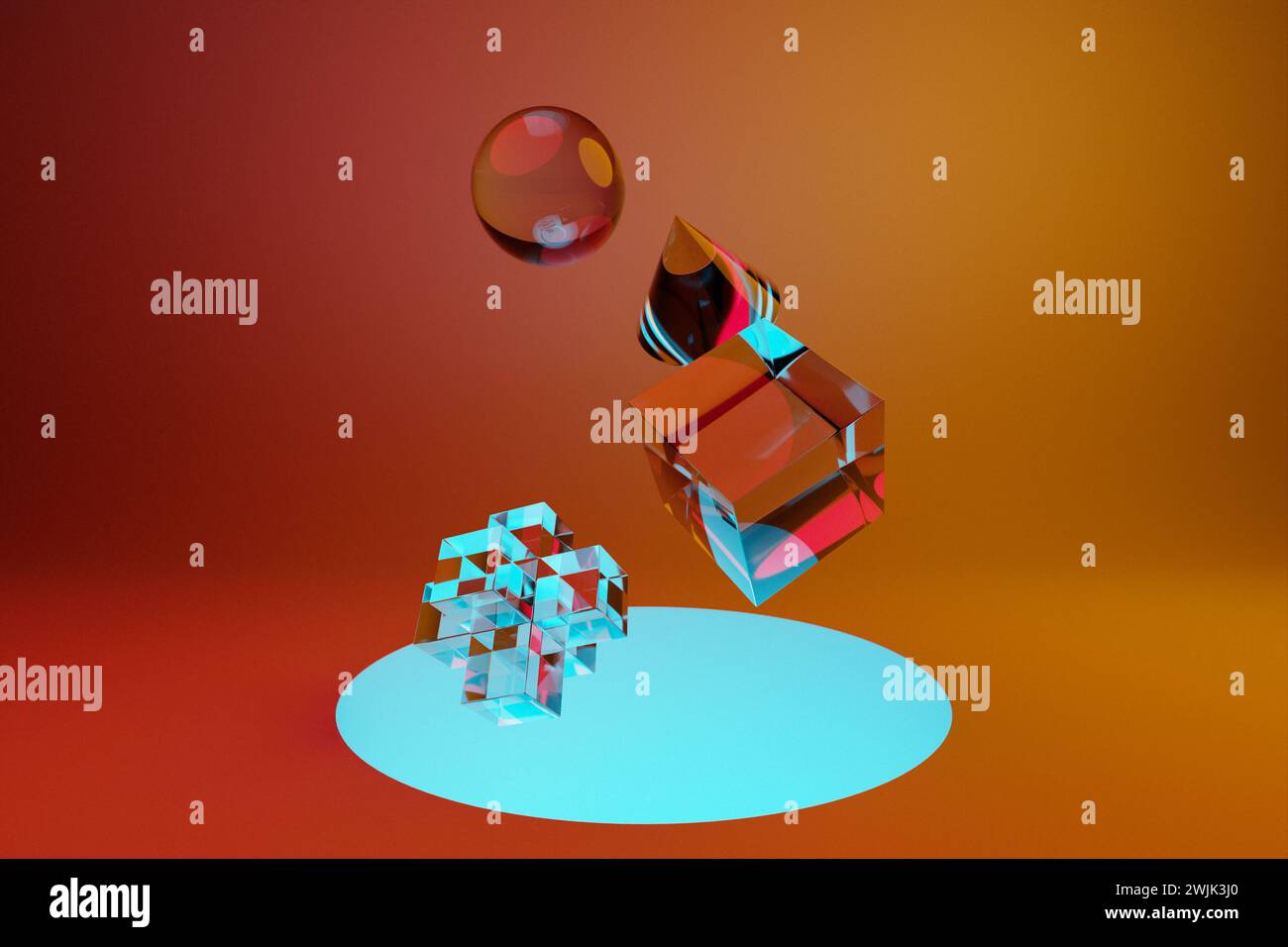 3d Illustration Of A Colorful Node On Orange Background Fantastic Shapes Simple Geometric