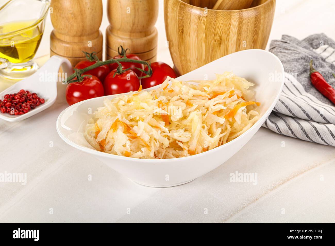 Homemade fermented cabbage with carrot Sauerkraut Stock Photo - Alamy
