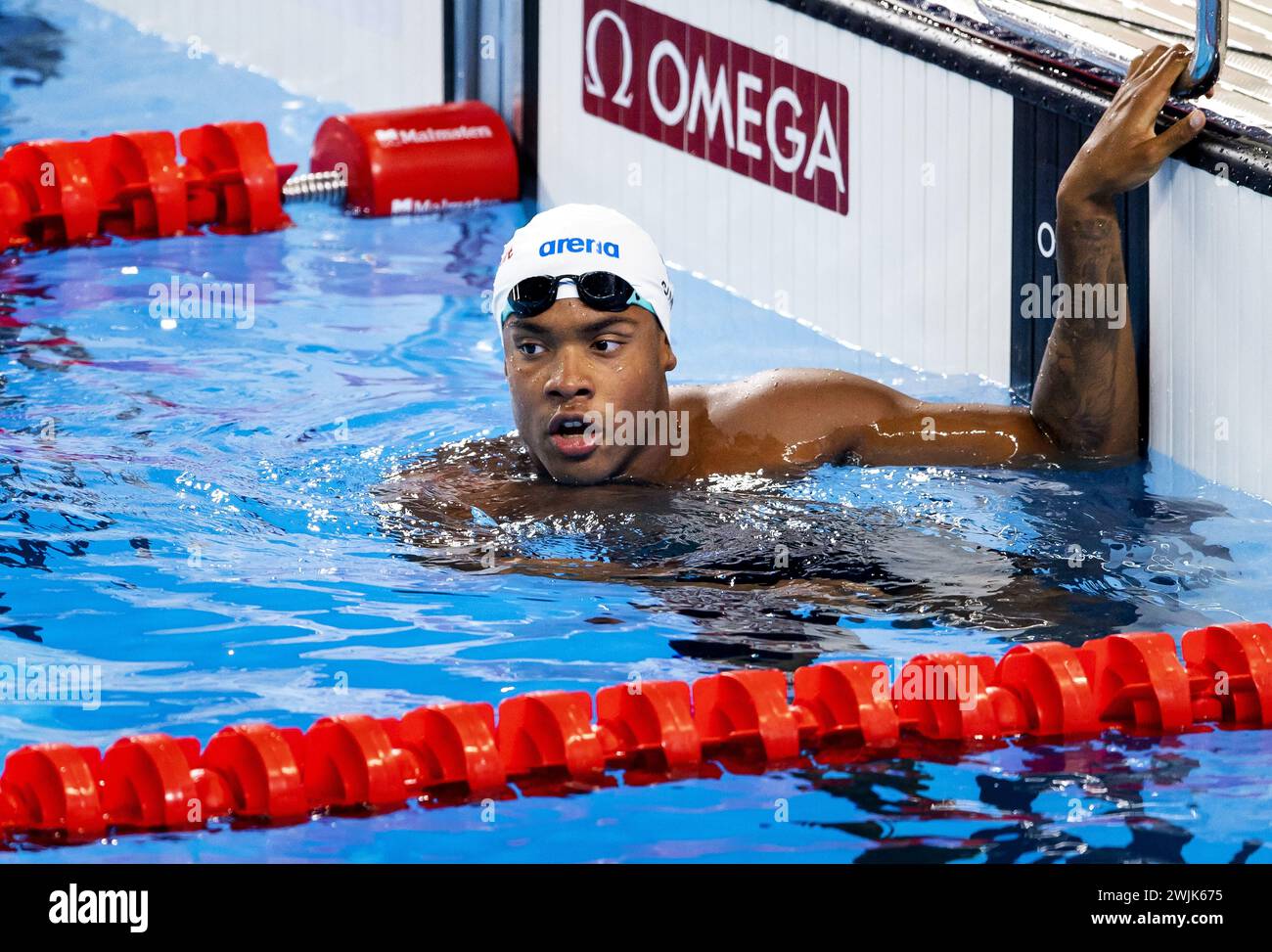 DOHA - Kenzo Simons after the 50 free men during the sixth day of the ...