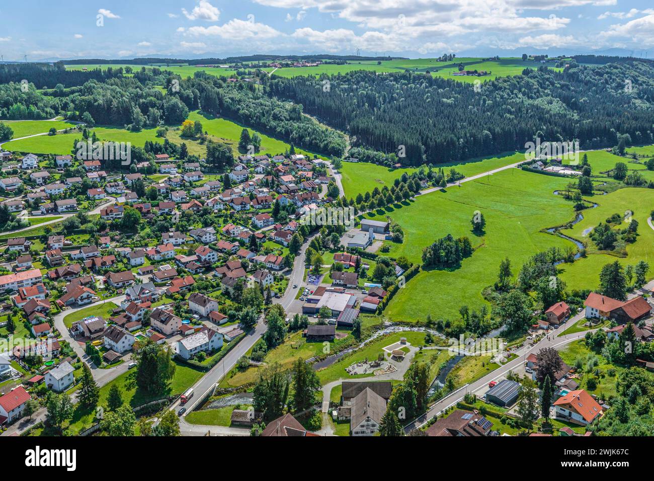 Die Marktgemeinde Ronsberg im Landkreis Ostallgäu von oben Ausblick auf ...