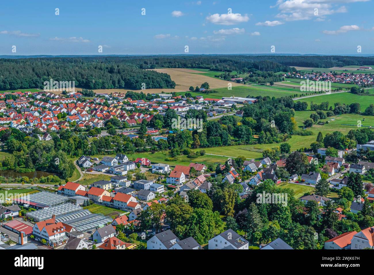 Die mittelschwäbische Stadt Krumbach von oben Ausblick auf Krumbach im ...