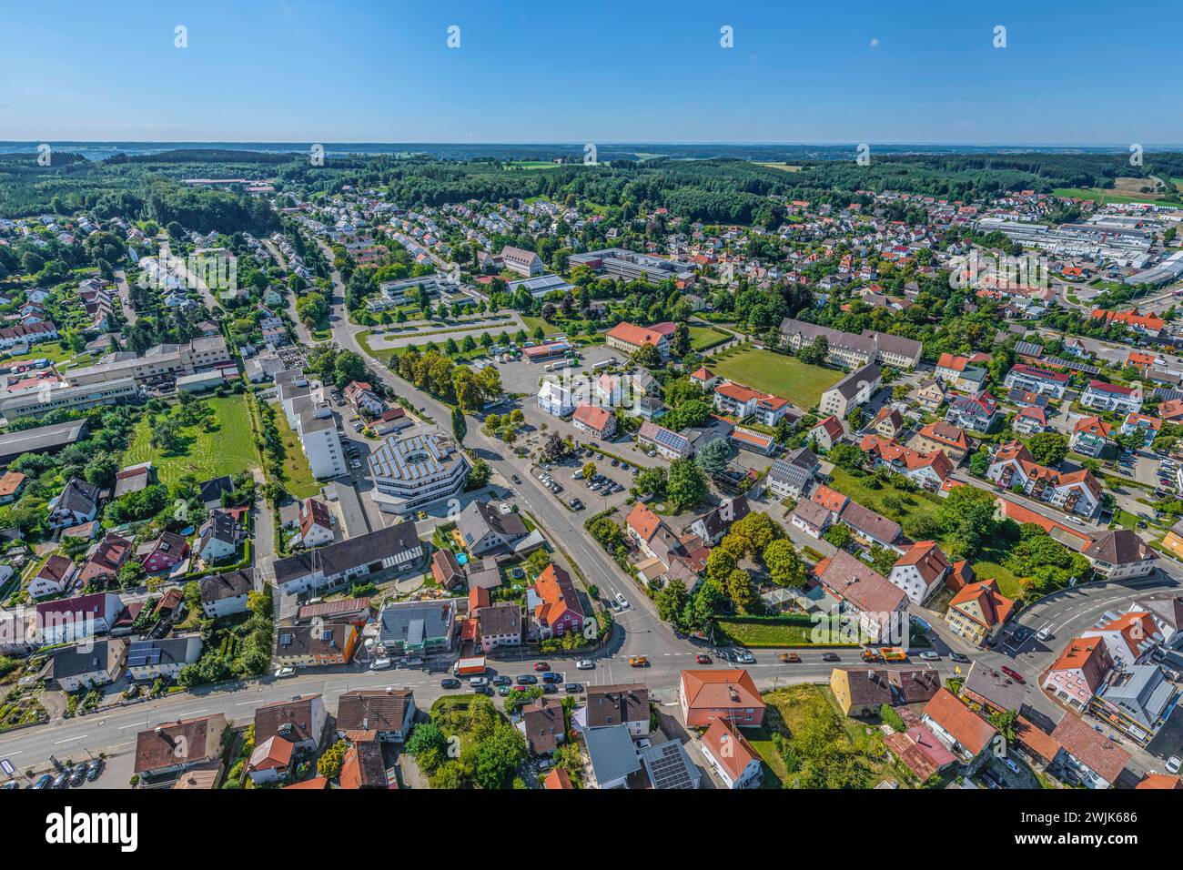 Die mittelschwäbische Stadt Krumbach von oben Ausblick auf Krumbach im ...