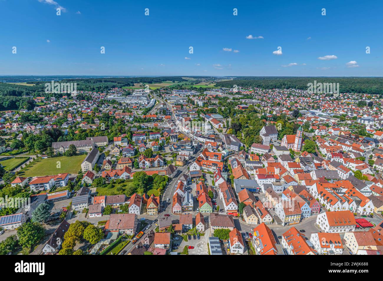 Die mittelschwäbische Stadt Krumbach von oben Ausblick auf Krumbach im ...
