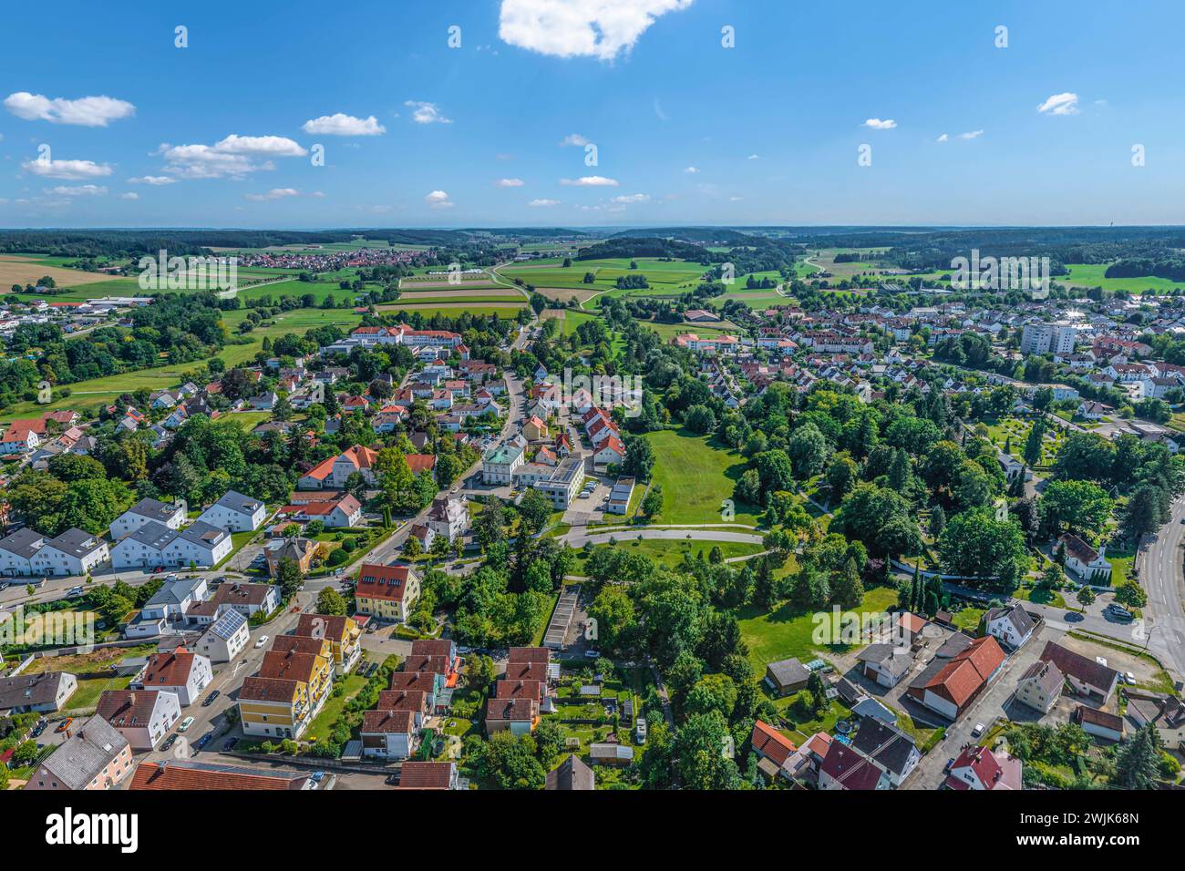 Die mittelschwäbische Stadt Krumbach von oben Ausblick auf Krumbach im ...