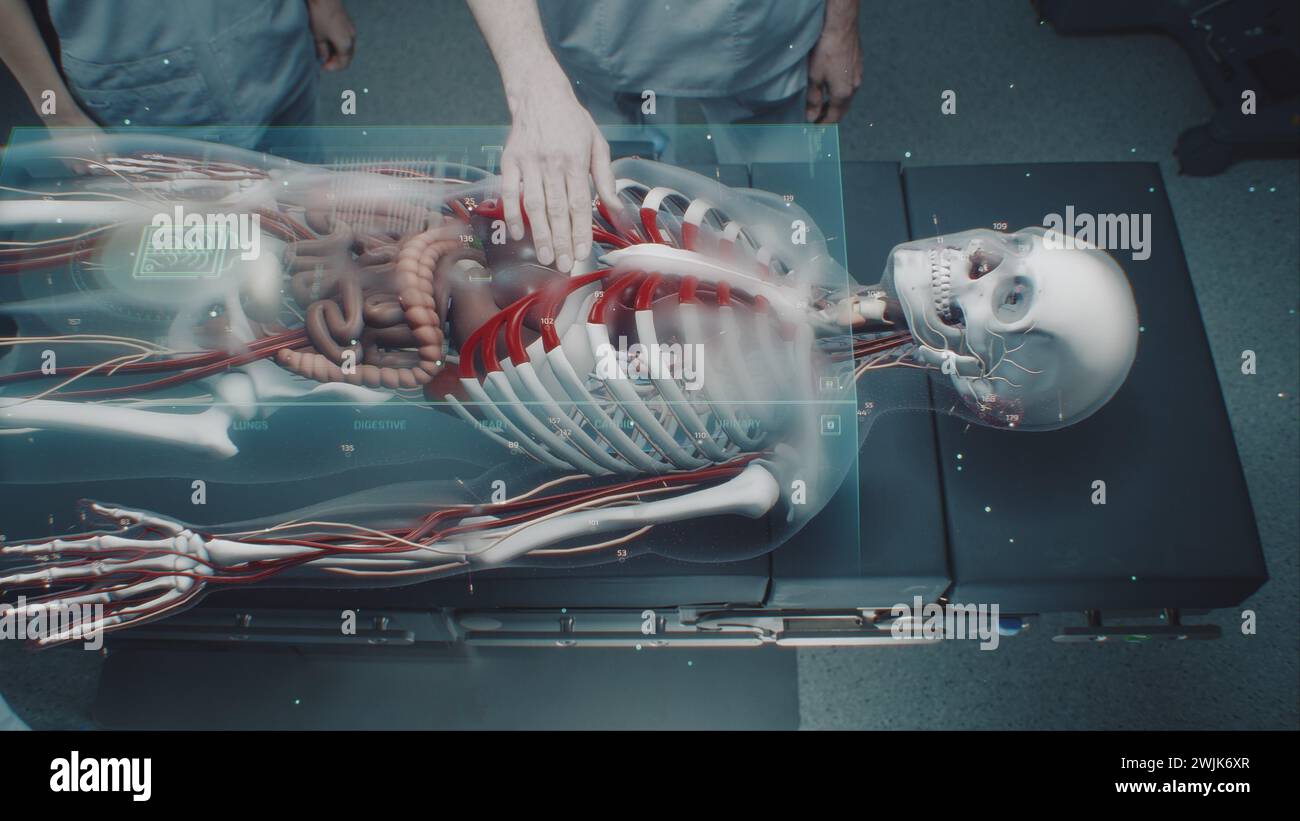 Surgical team work in operating room using virtual holographic display ...