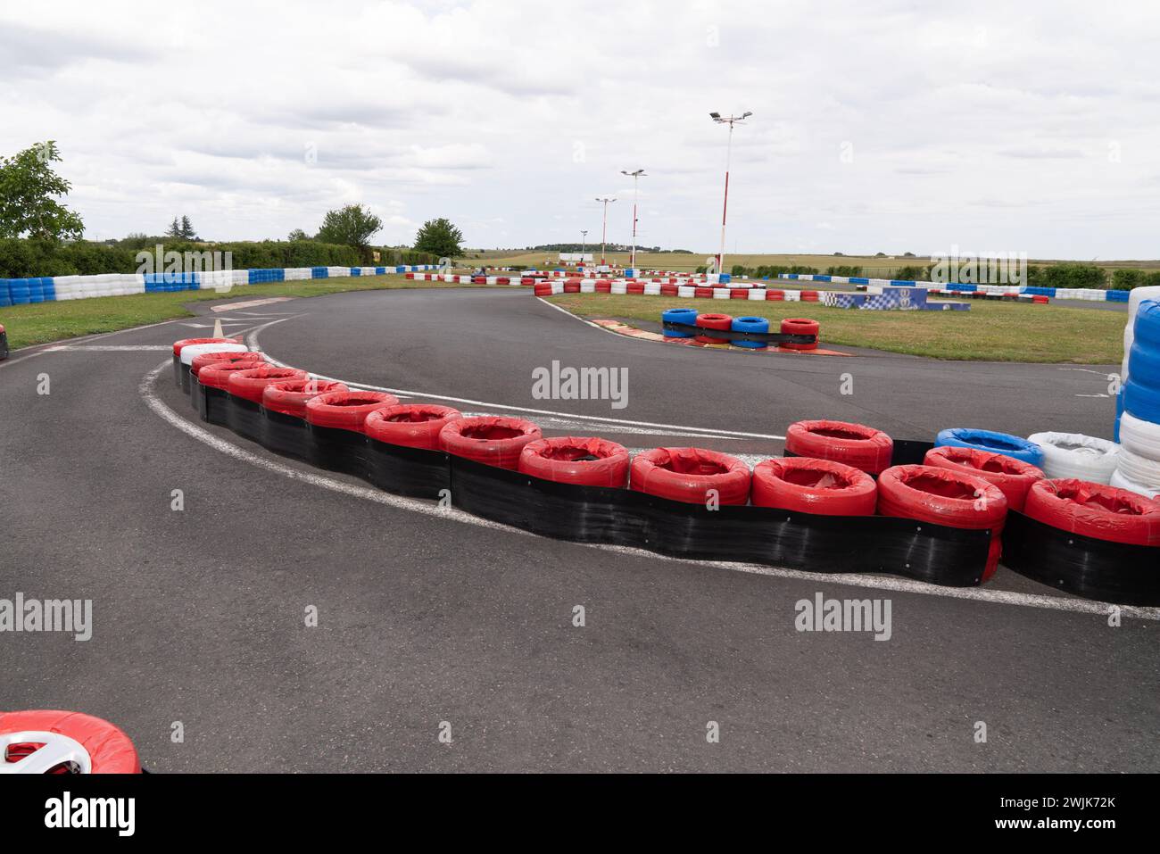 Race track go kart barrier made with old tires for safety concept Stock ...