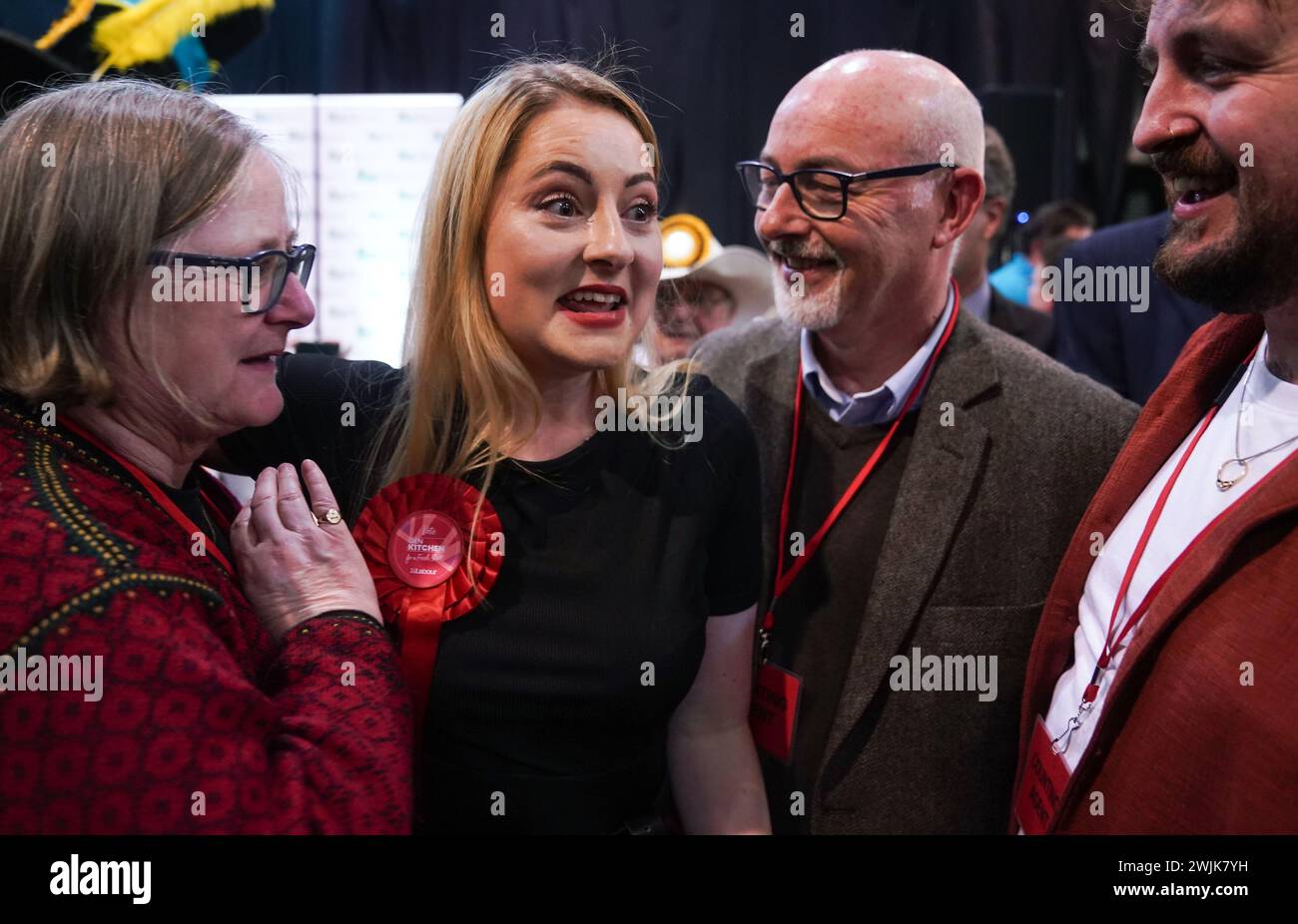 Labour Party candidate Gen Kitchen celebrates with her family after ...