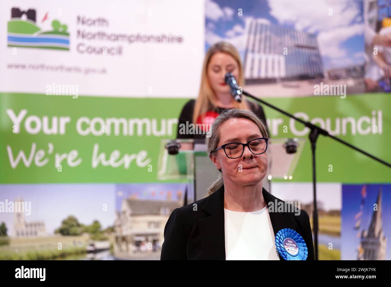 Conservative Party candidate Helen Harrison listens to the Labour Party ...