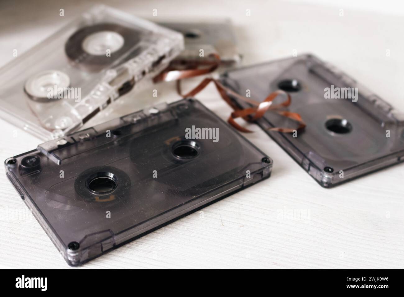 Old audio tape on white background. Retro audio format. Cassette tapes ...