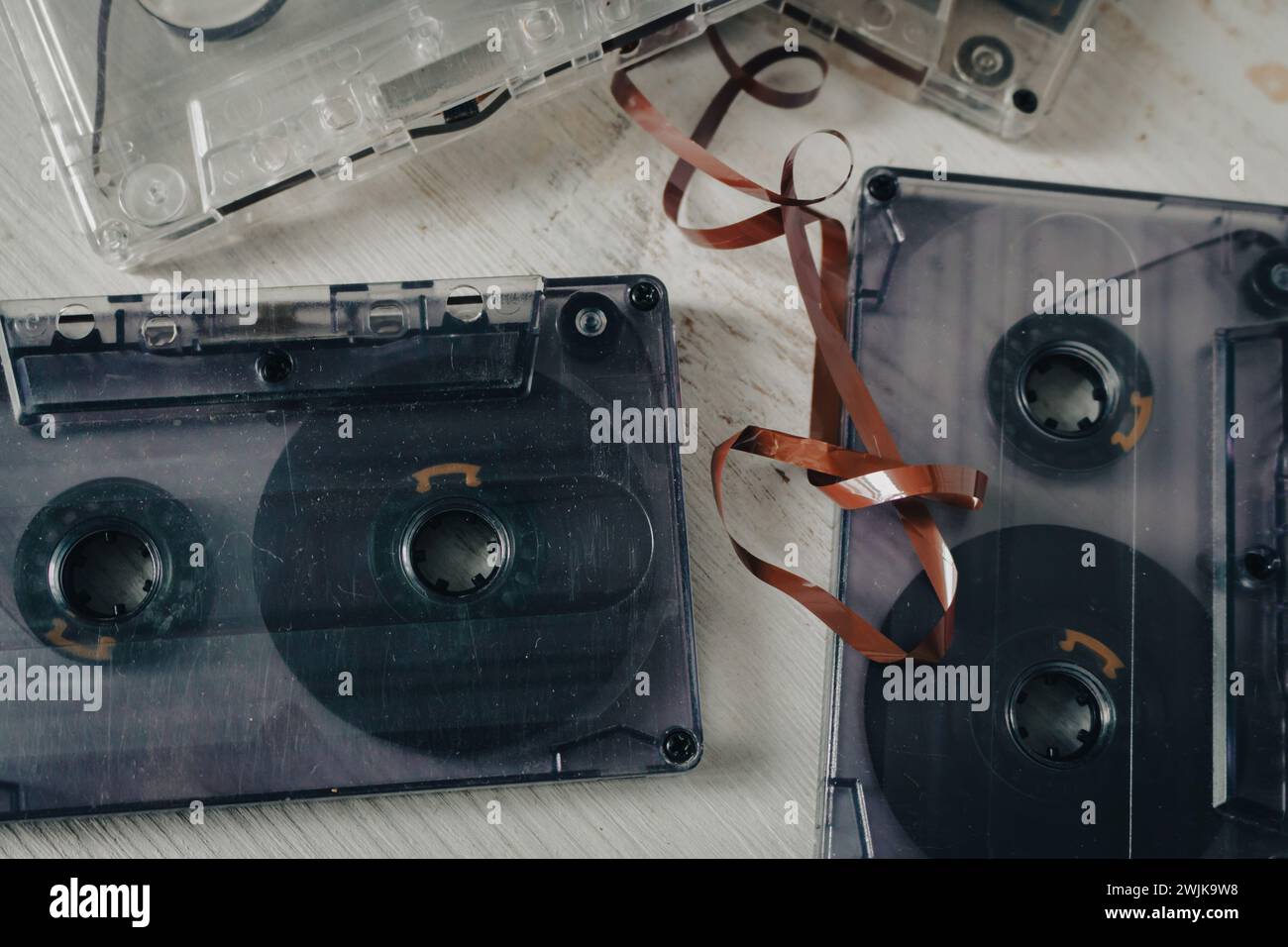 Old audio tape on white background. Retro audio format. Cassette tapes ...