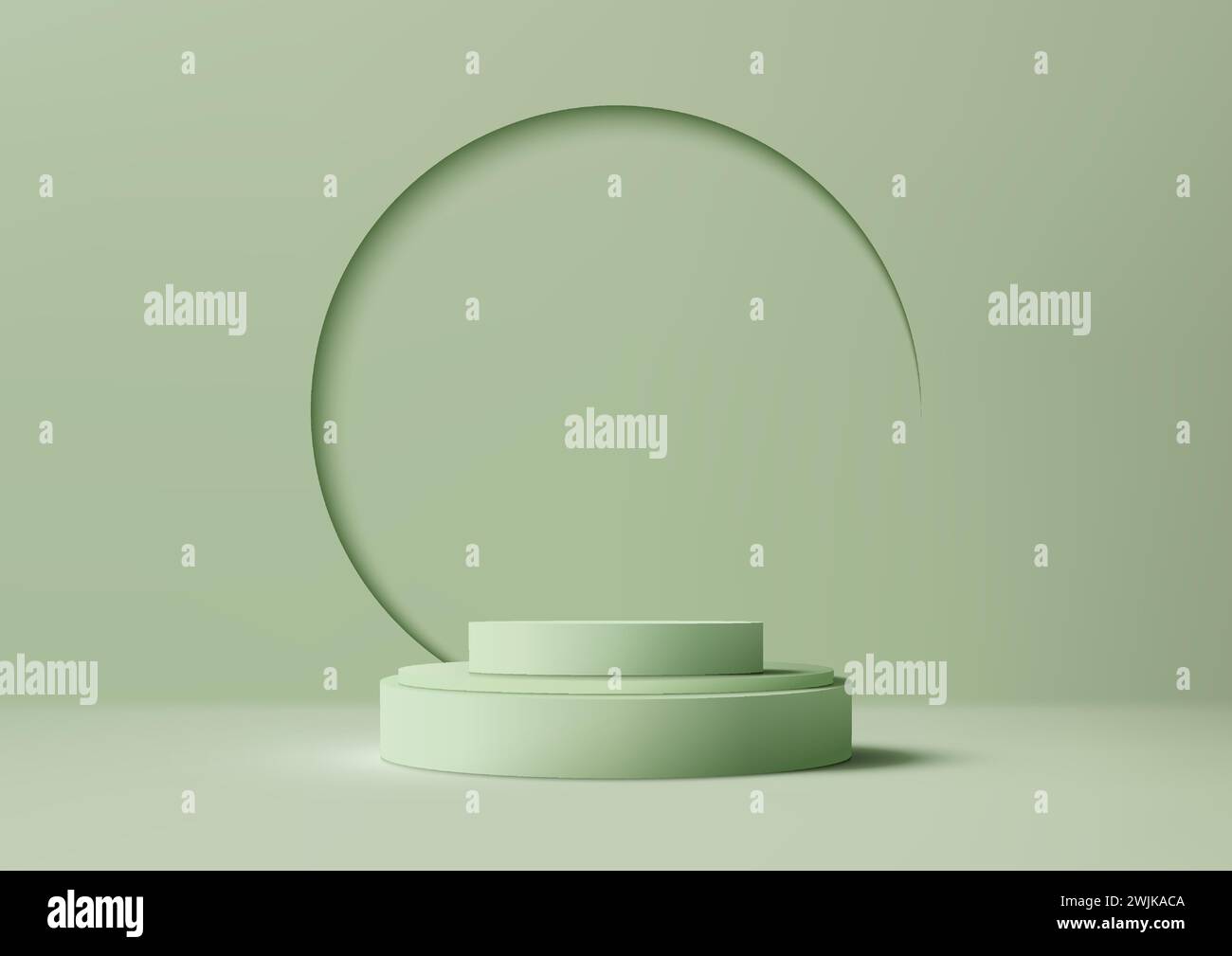 3D green podium mockup. A green backdrop and geometric circle design ...