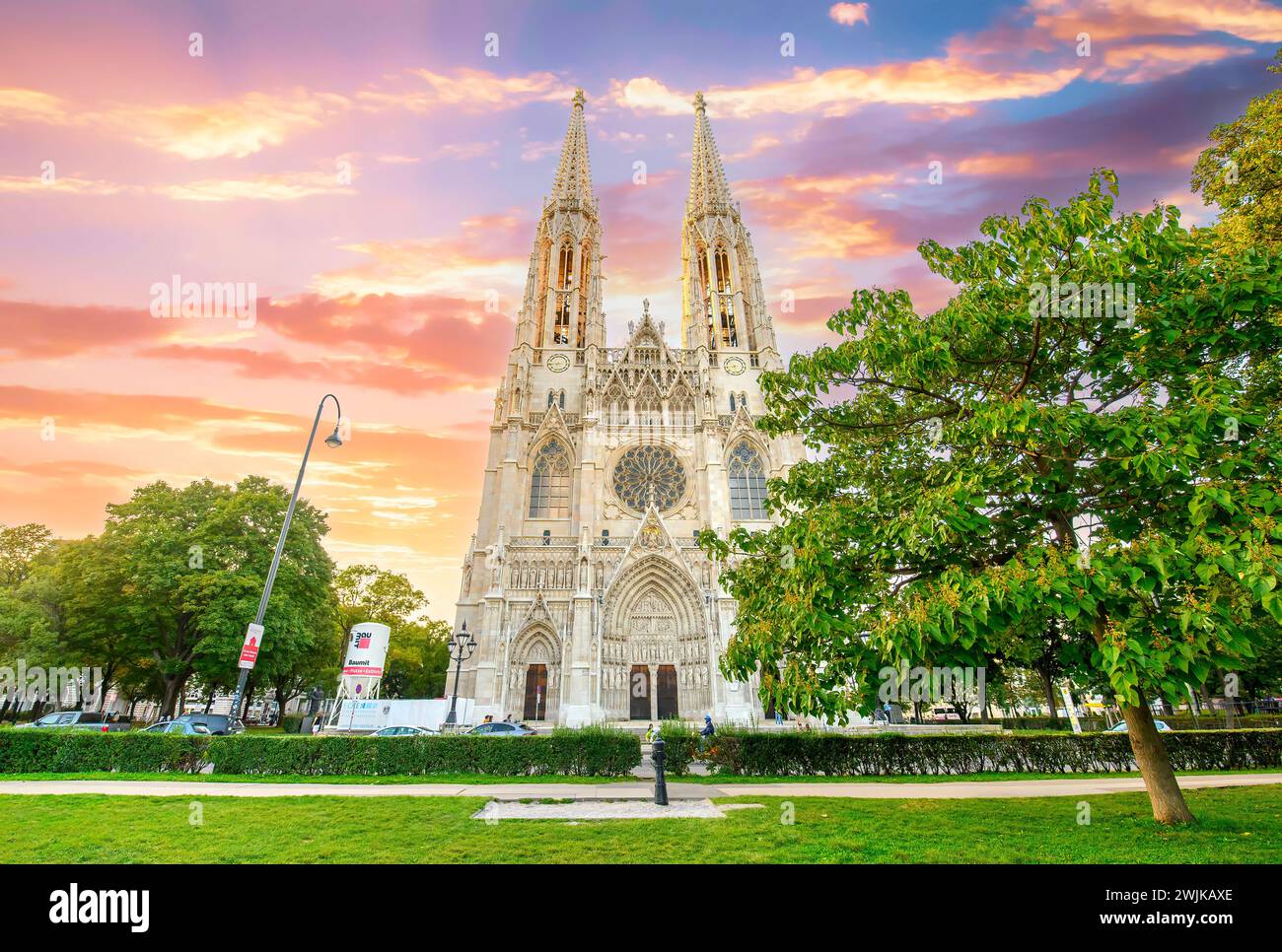 Votivkirche or Votive Church in Vienna, Austria. Famous Neo-Gothic ...