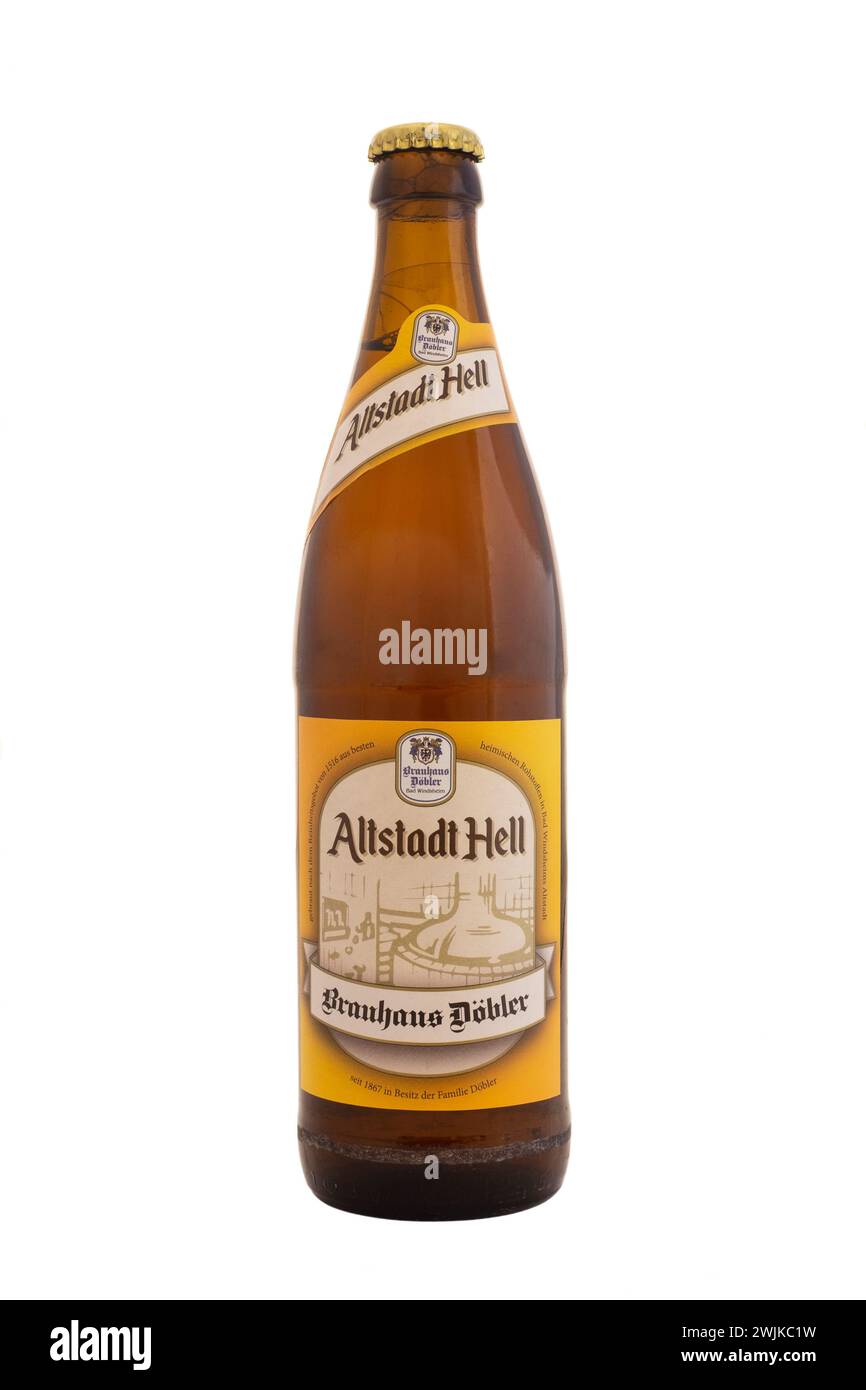 bottle of brauhaus nobler allstadt hell lager cut out on white ...