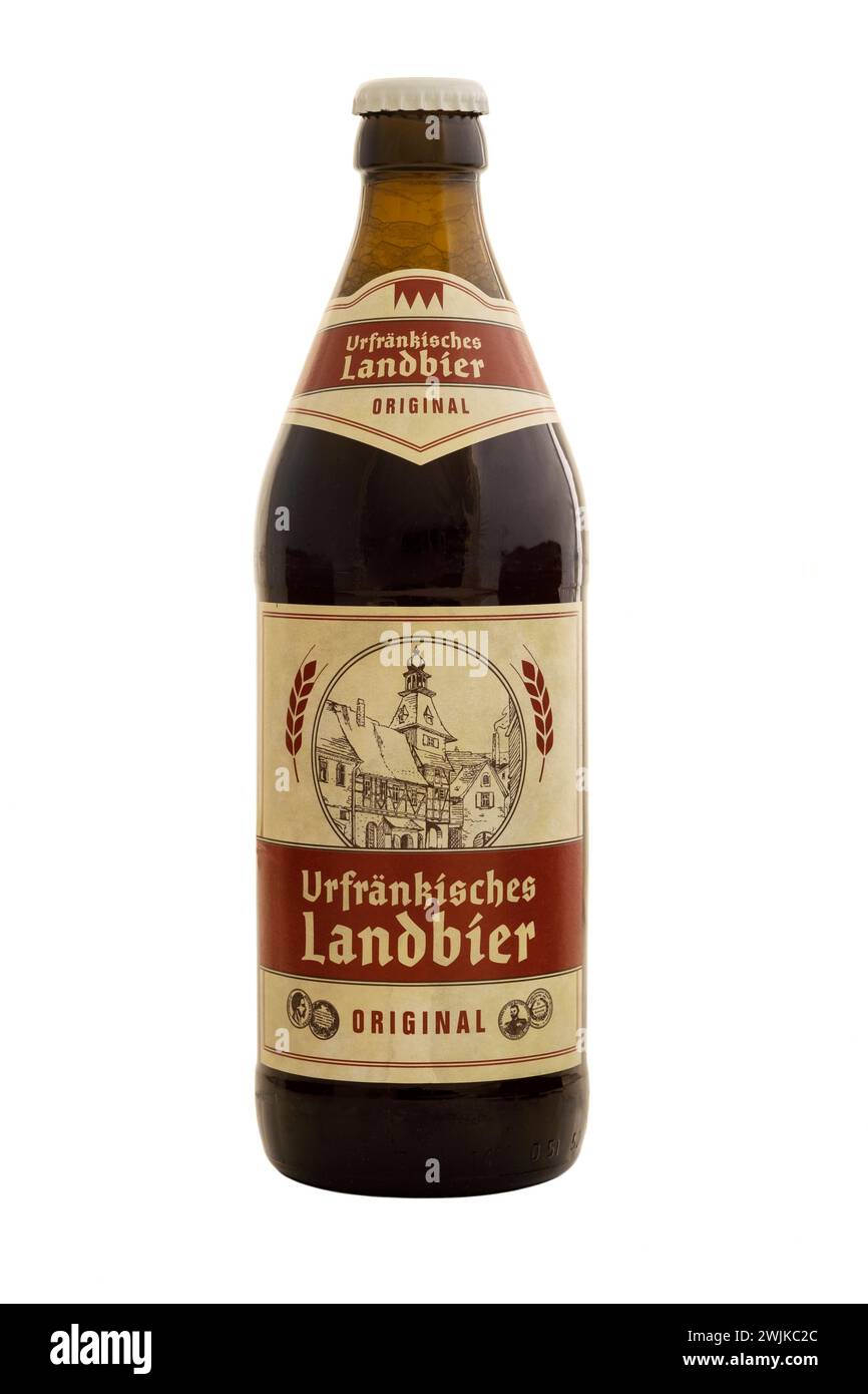 bottle of urfankisches landbier original lager cut out on white ...
