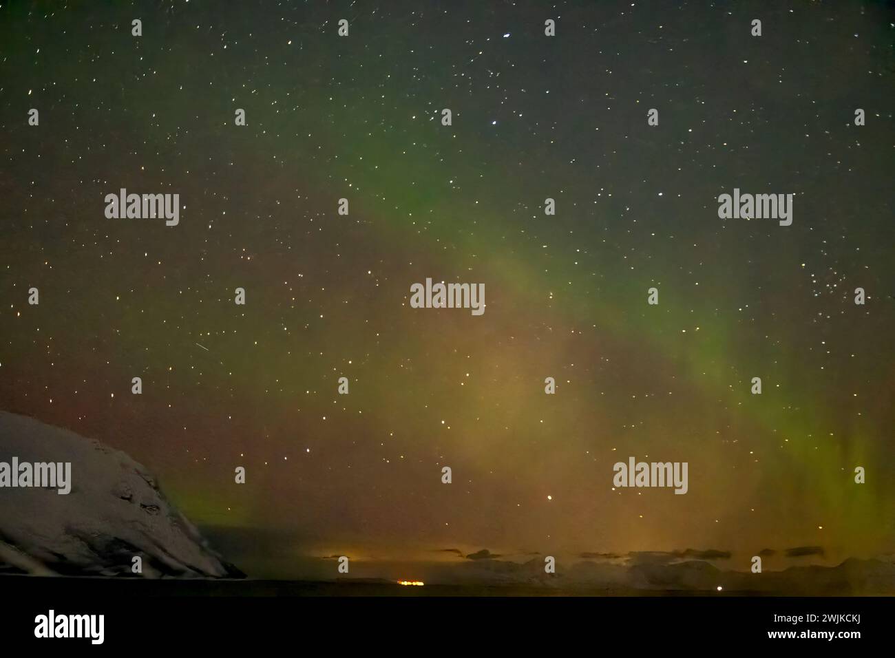 Weak Aurora Borealis at Skjervoy, Norway Stock Photo - Alamy