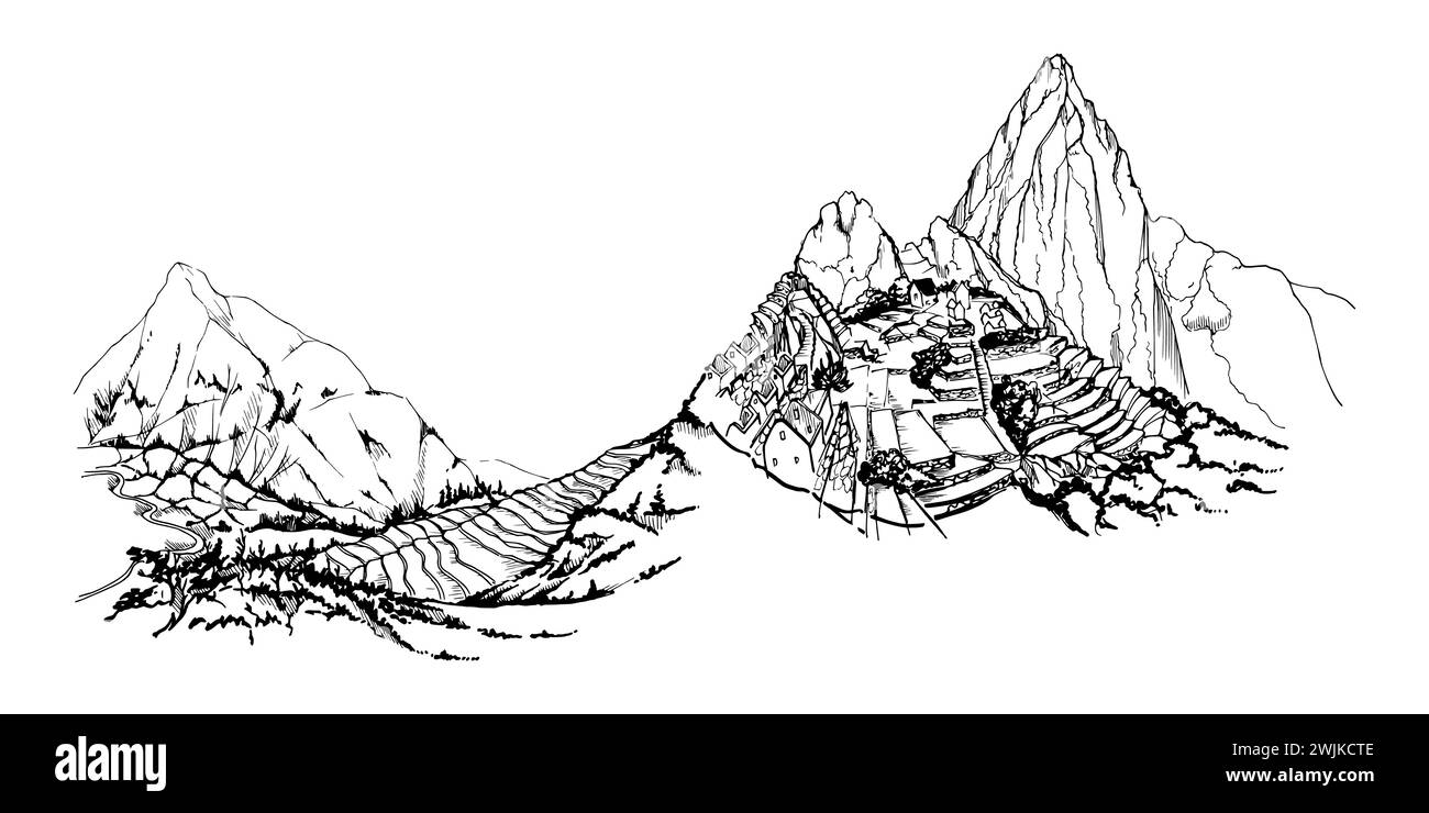 Machu picchu inca drawing Stock Vector Images - Alamy