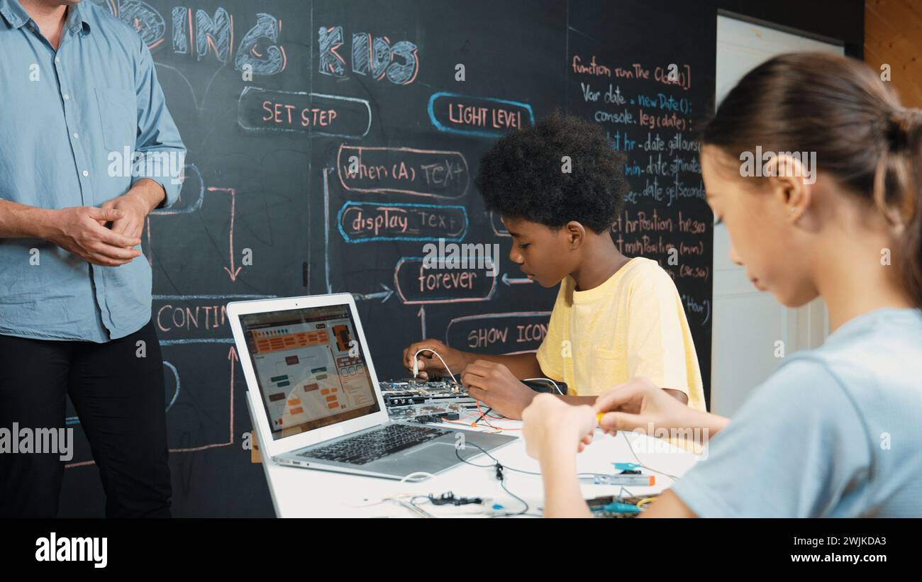 Happy caucasian teacher clap hands to applause student to encourage ...