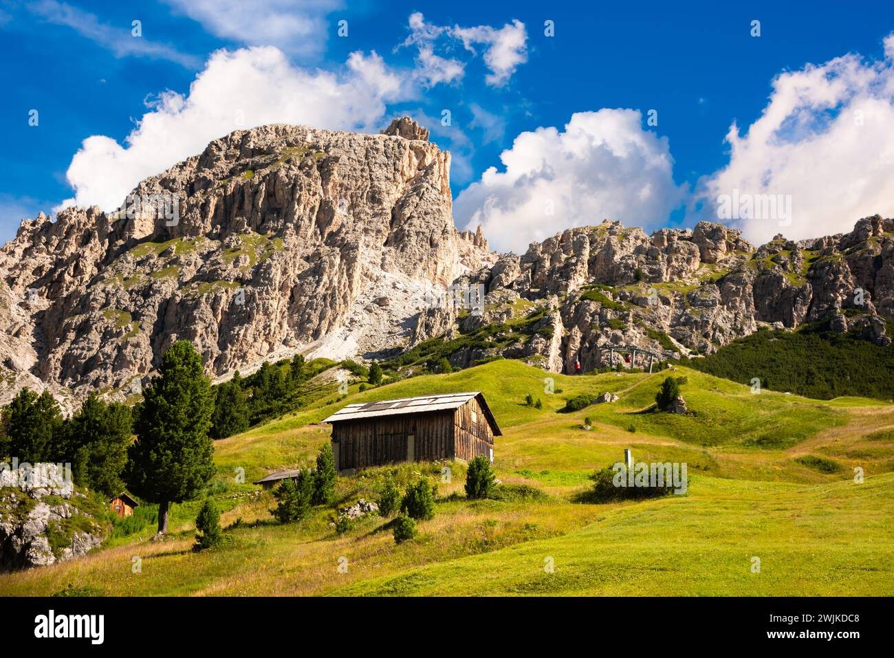 Dolomite alps in Italy, high mountain and green forest Stock Photo - Alamy