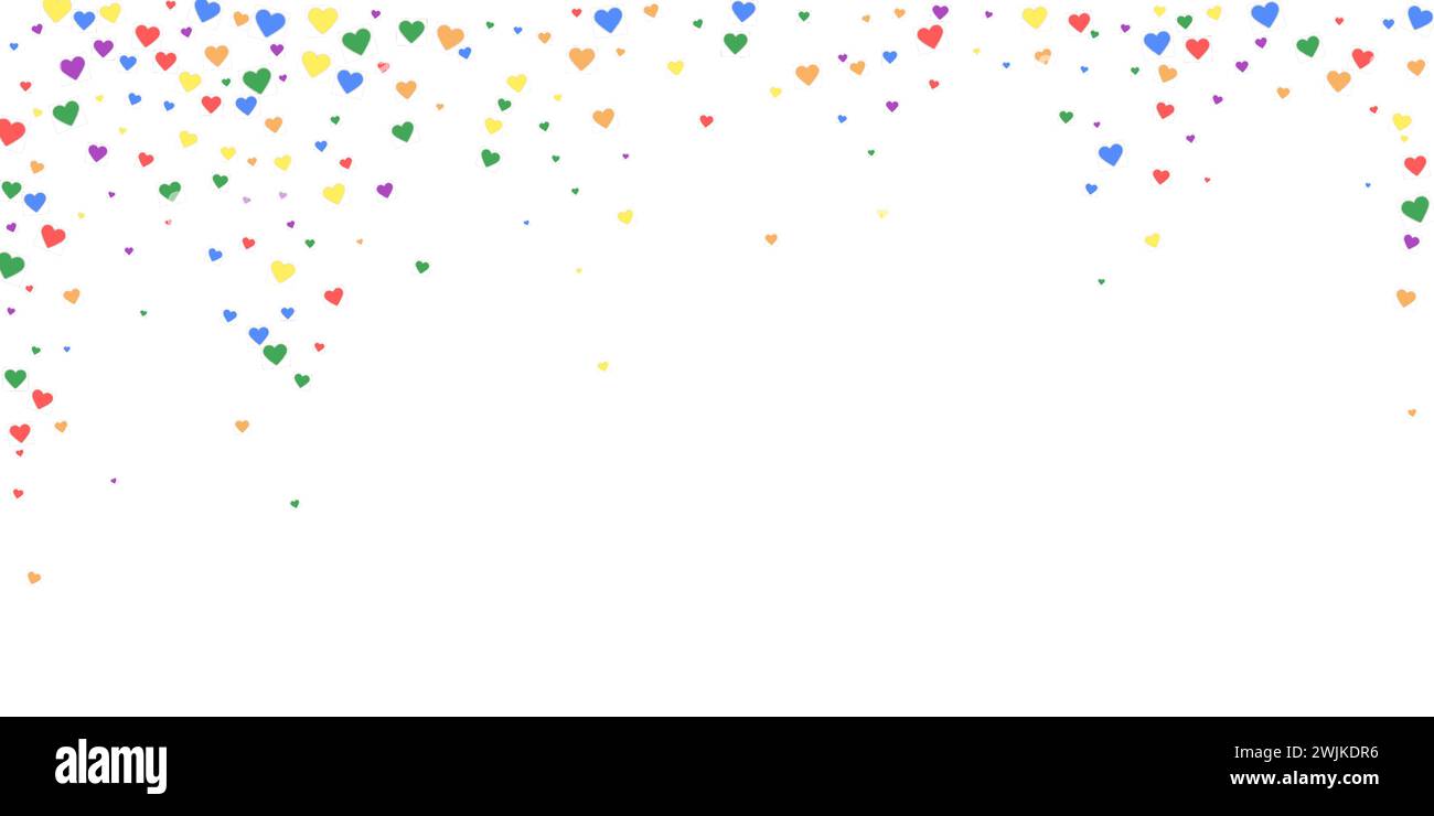 Flying hearts for valentine's day. Rainbow colored scattered hearts ...