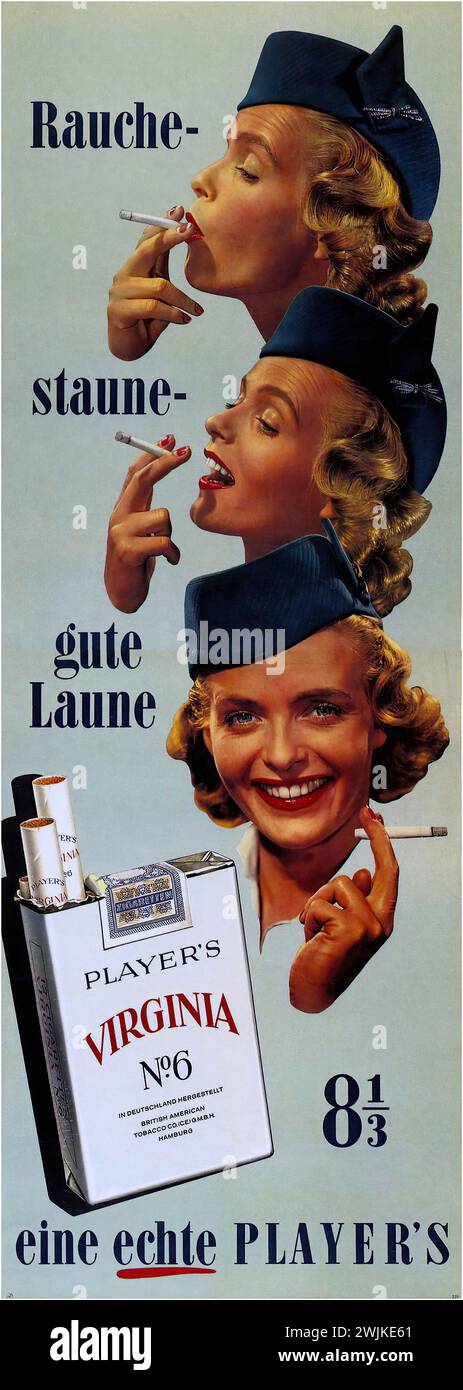"Rauchestune-gute Laune eine echte PLAYER'S" ["Smoking-stunned-good ...