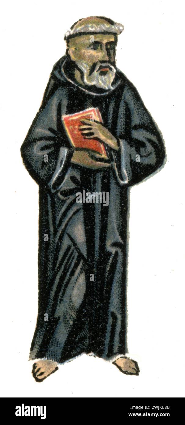 Medieval troubadours: Monk with tonsure and book , (literary history ...