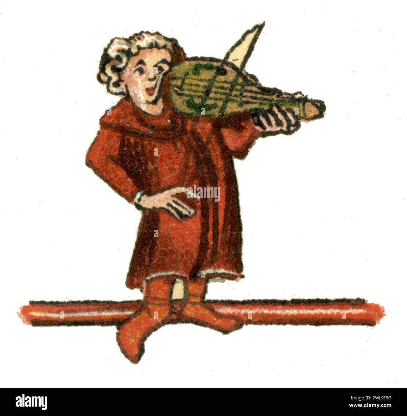 Medieval troubadours: man with a string instrument , (literary history ...