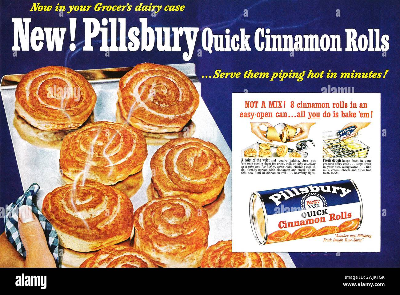 1955 Pillsbury Quick Cinnamon Rolls Ad Stock Photo - Alamy
