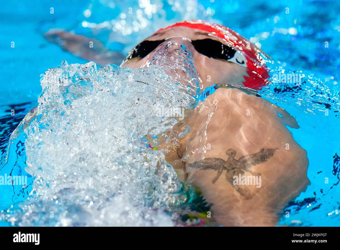 Laura Bernat of Poland competes in the women's backstroke 200-meter ...