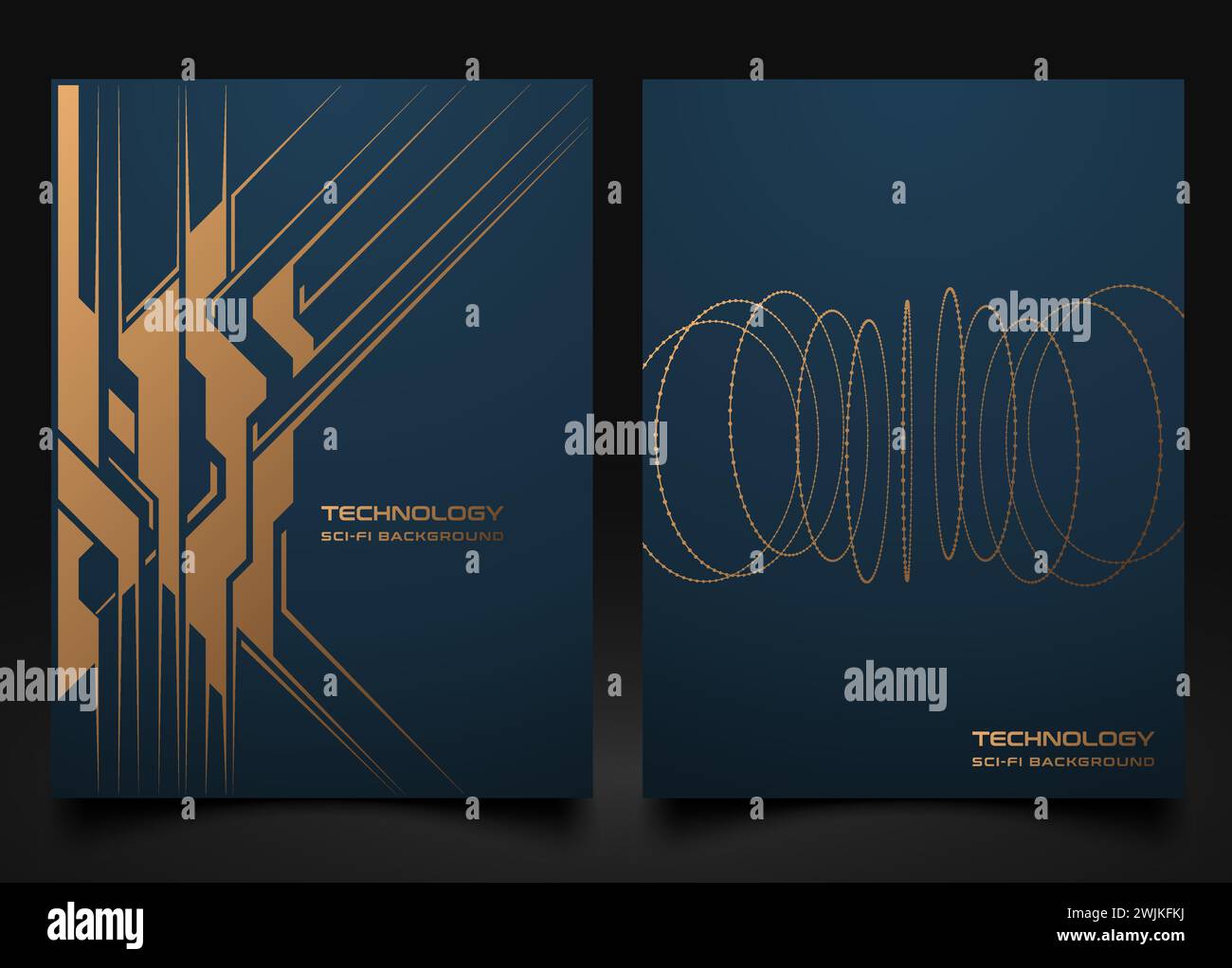 Abstract navy blue background luxury tech cover set. Futuristic style ...