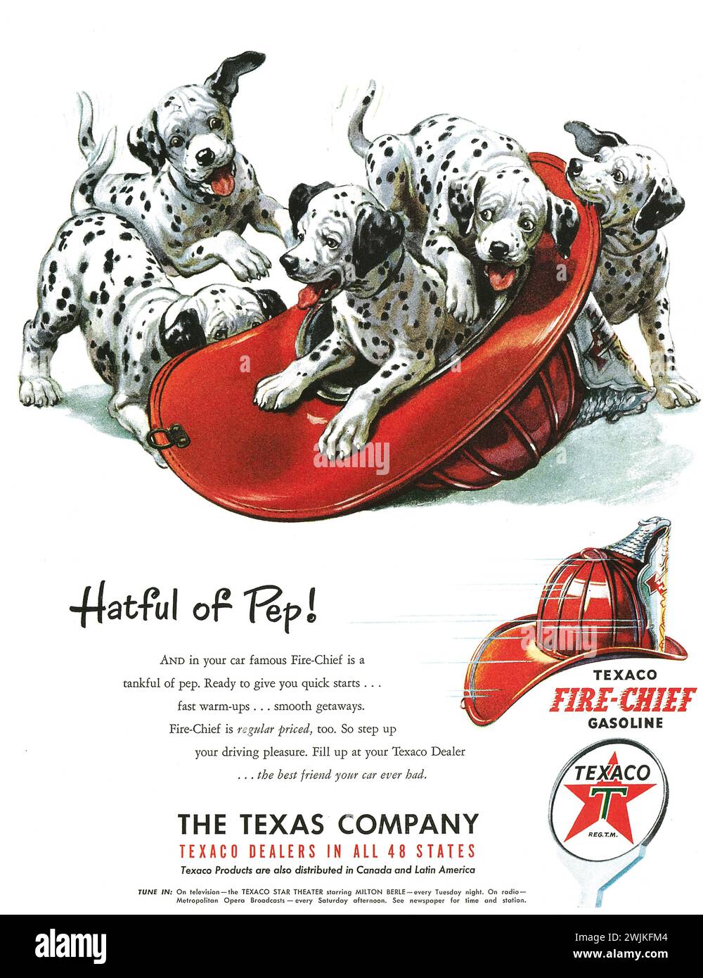 1951 Texaco Ad. Texaco Fire Chief Gasoline Stock Photo - Alamy