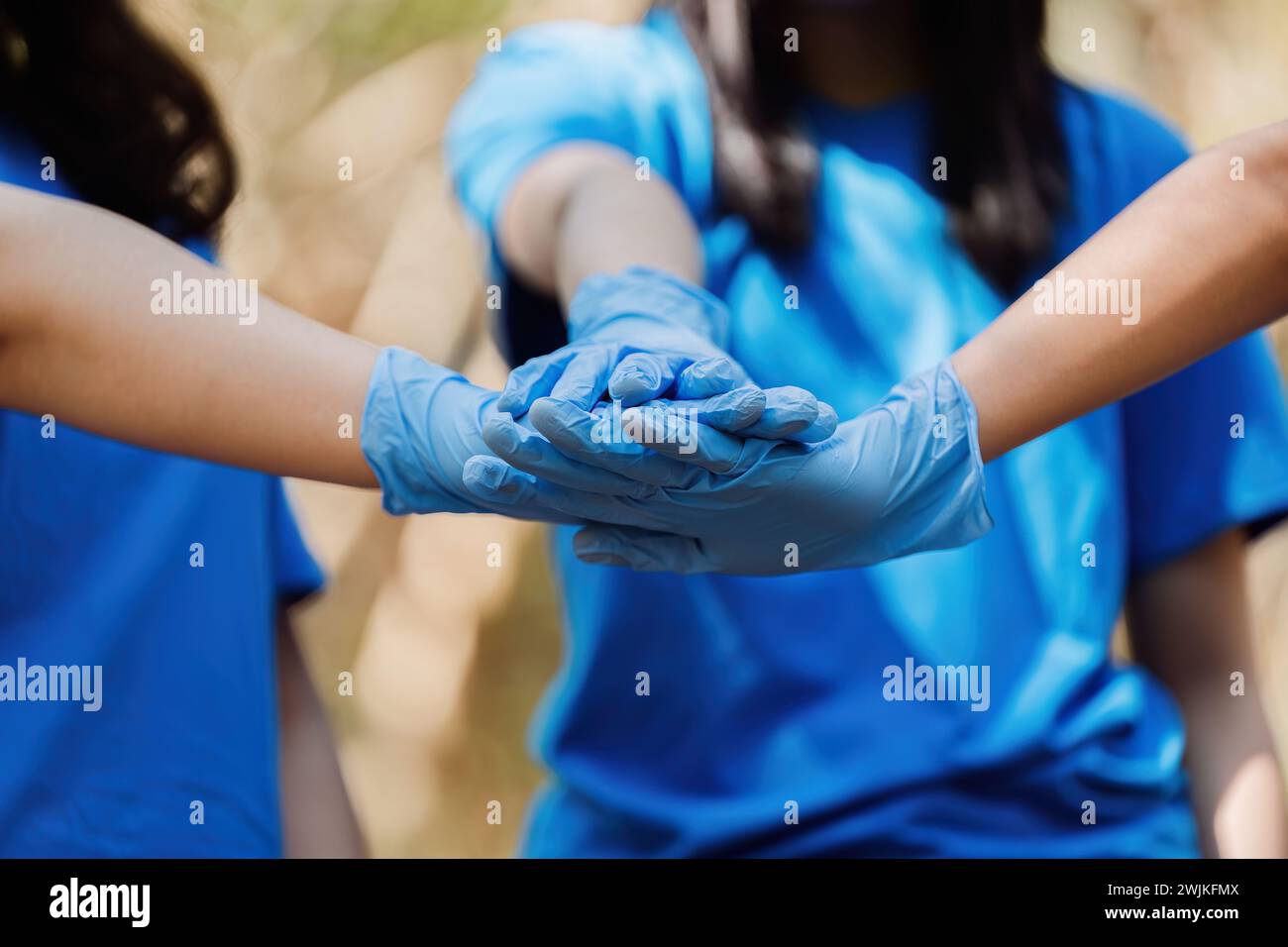 Hand stack of Volunteer or teamwork togetherness, Connection of ...