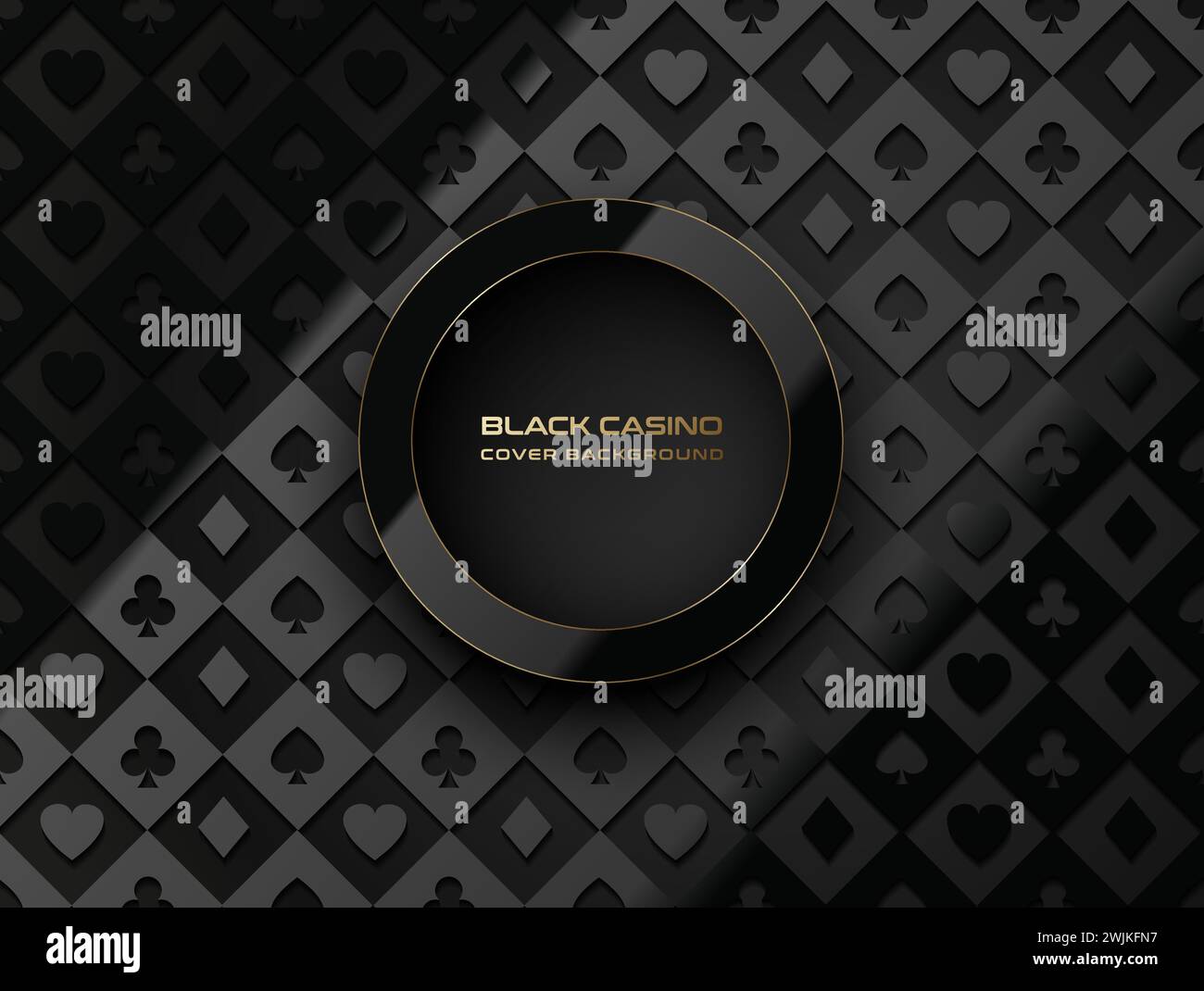 Vector shiny black ring frame, golden line moulding. Black casino ...