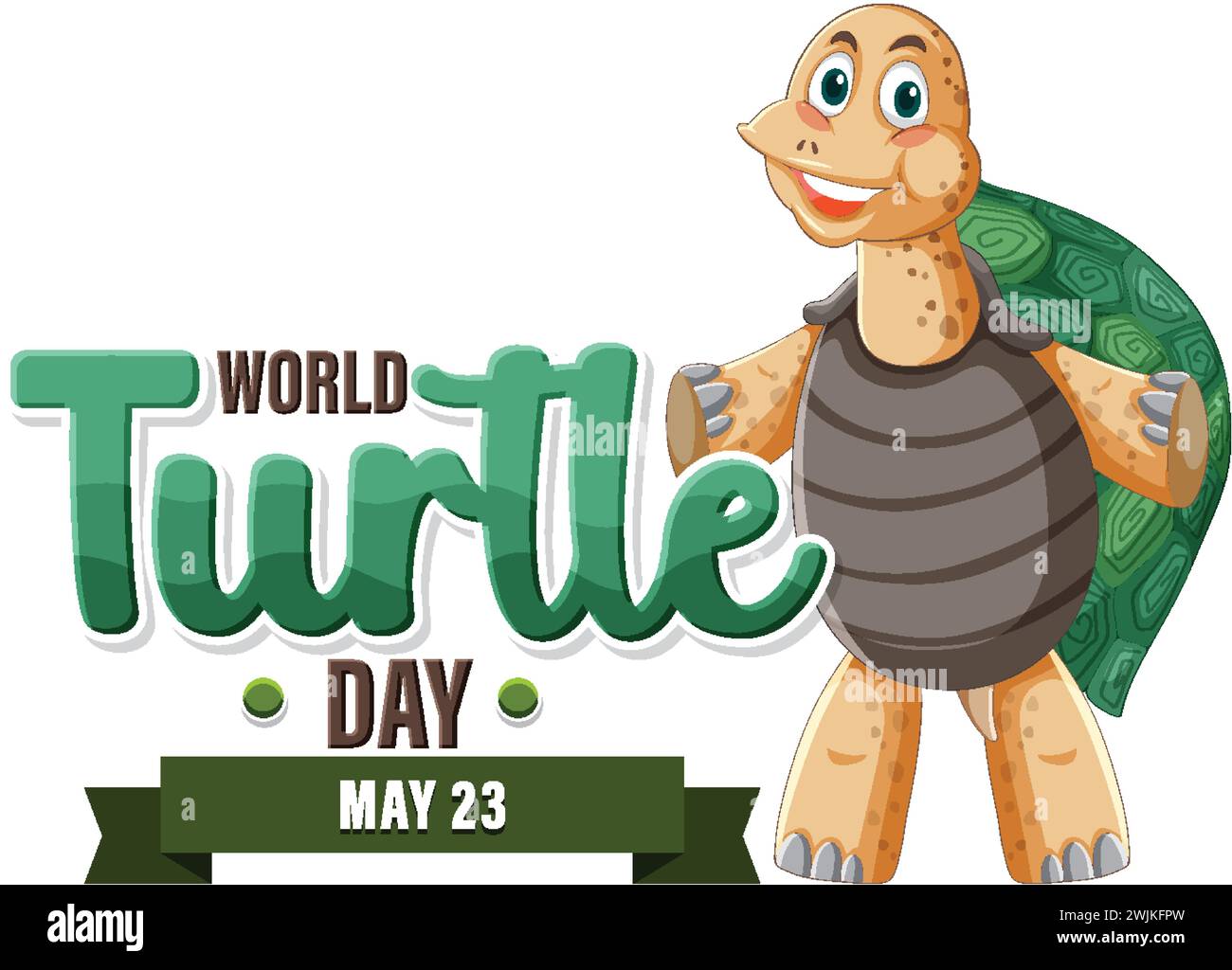 Cheerful turtle cartoon celebrating World Turtle Day Stock Vector Image ...