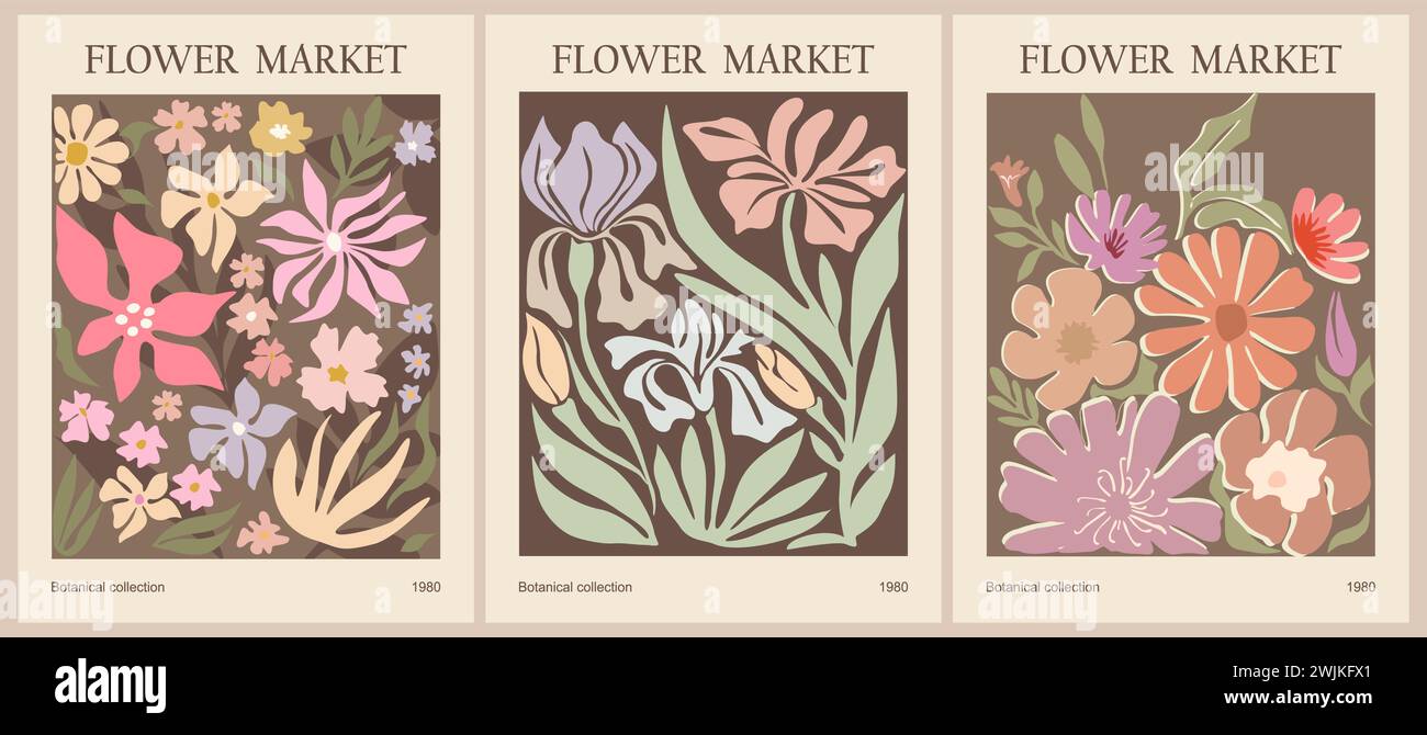 Set of abstract Flower Market art posters Stock Vector Image & Art - Alamy