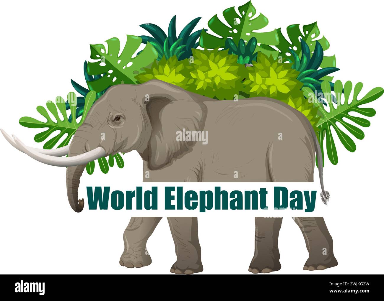Vector graphic of an elephant with tropical foliage Stock Vector Image ...