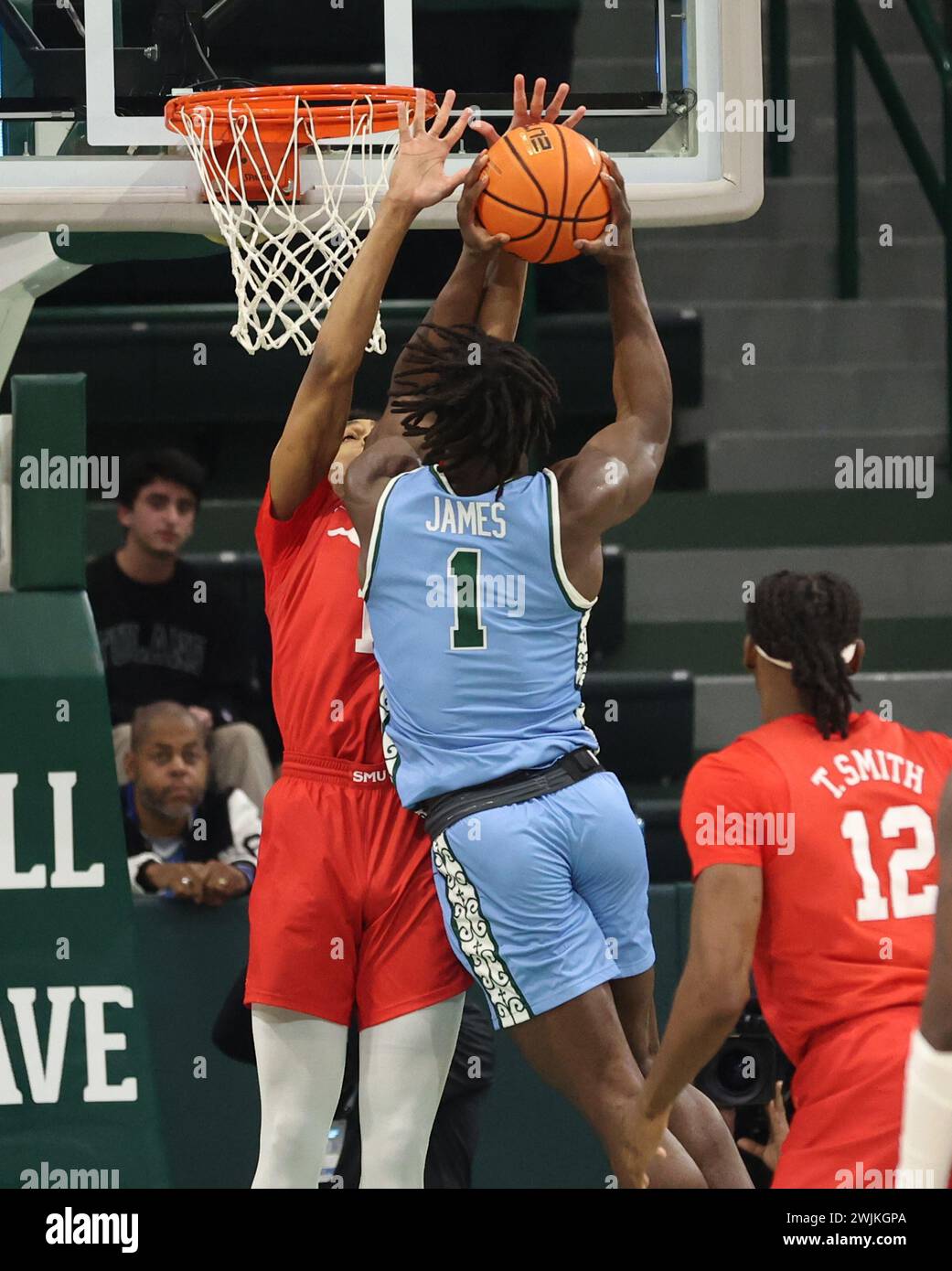 New Orleans, USA. 15th Feb, 2024. Tulane Green Wave guard Sion James (1 ...