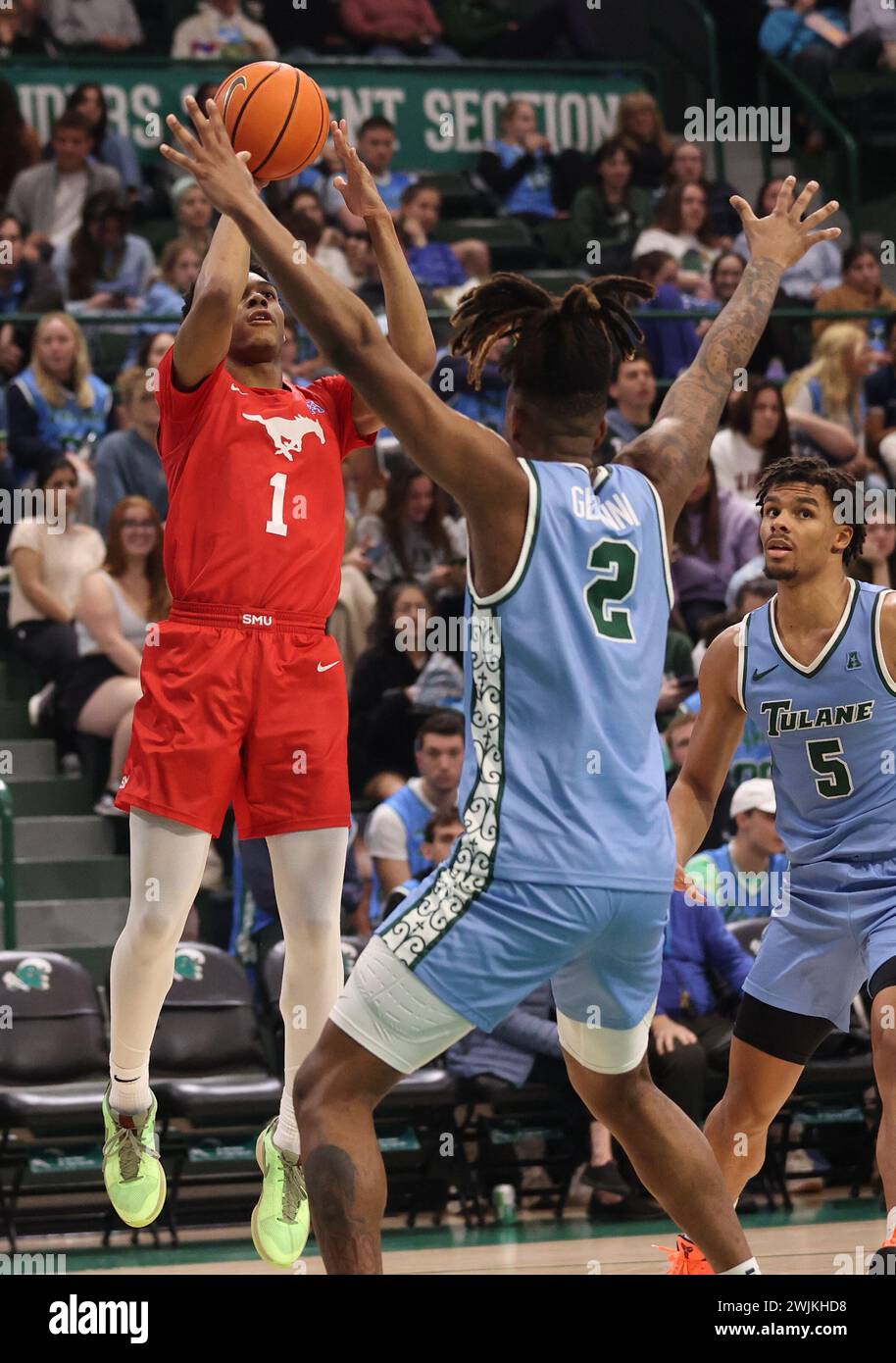 New Orleans, USA. 15th Feb, 2024. Southern Methodist Mustangs guard ...