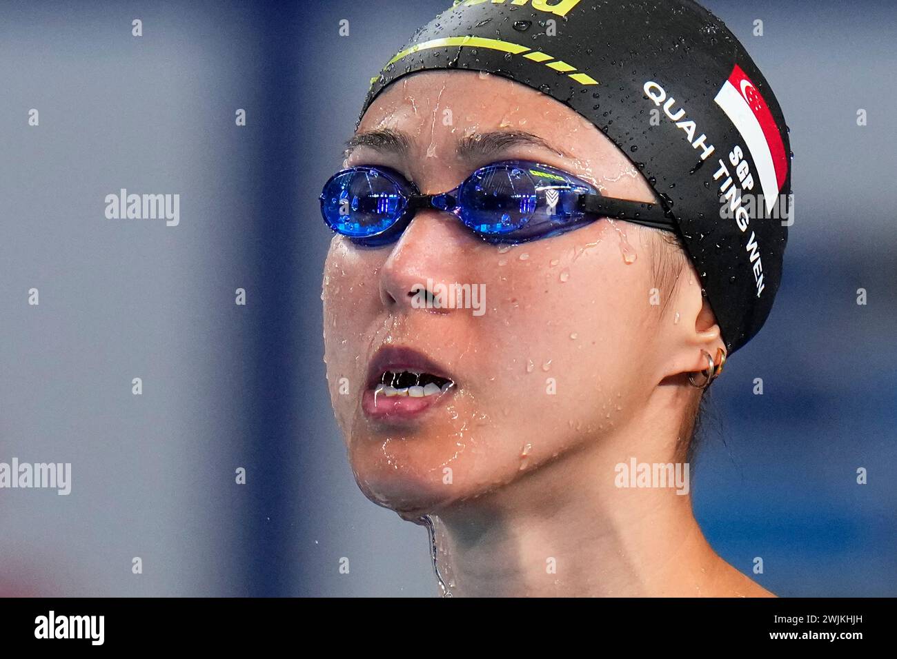 Quah Ting Wen of Singapore gestures before competes in the women's 50 ...