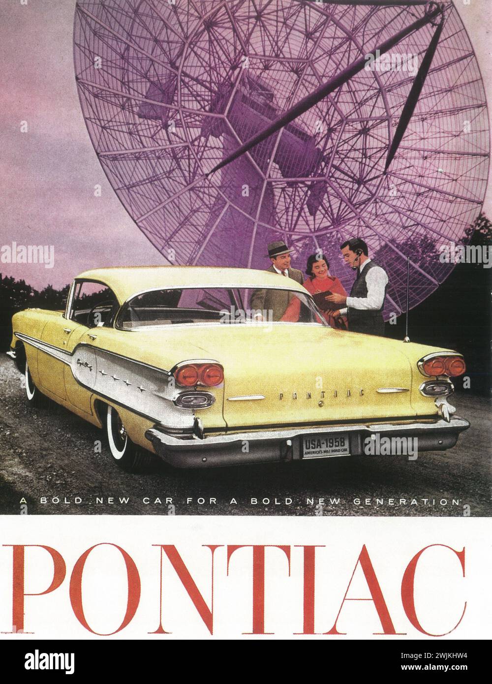 1958 Pontiac Ad. "A bold new car for a bold new generation Stock Photo ...