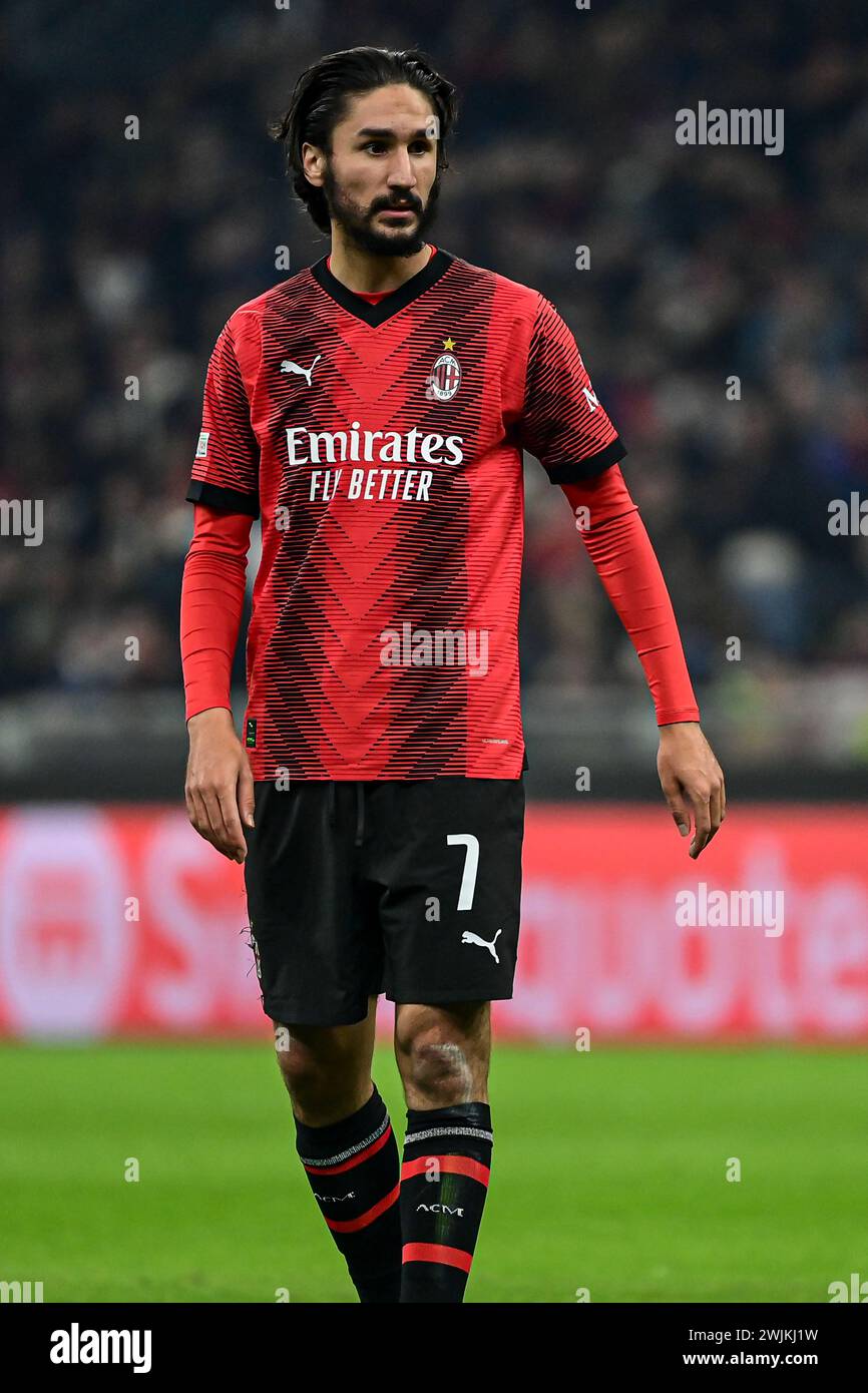 AC Milan's French midfielder #07 Yacine Adli during the Europa League ...